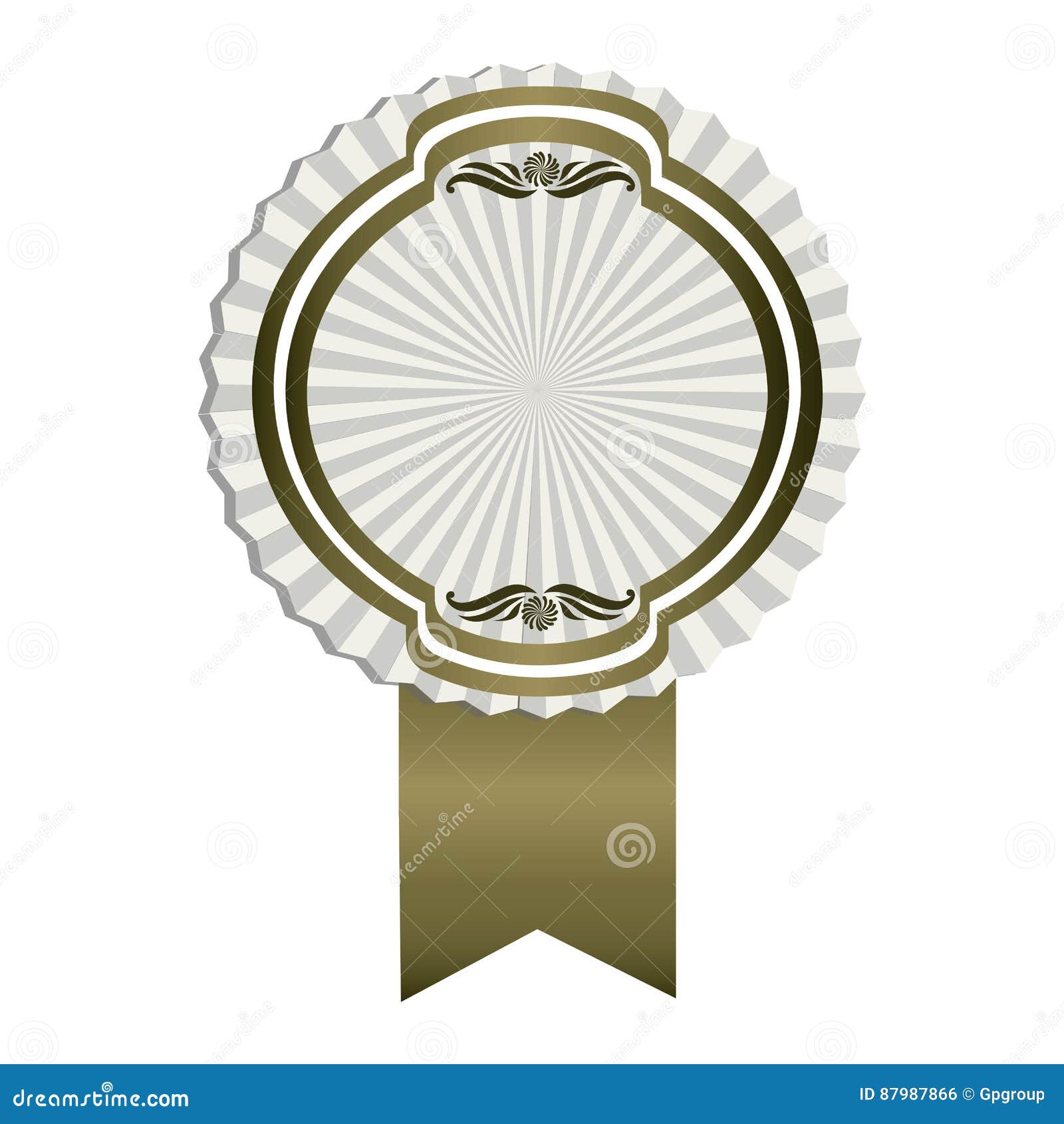 Gray Emblem with Ribbon Decoration Icon Stock Illustration ...