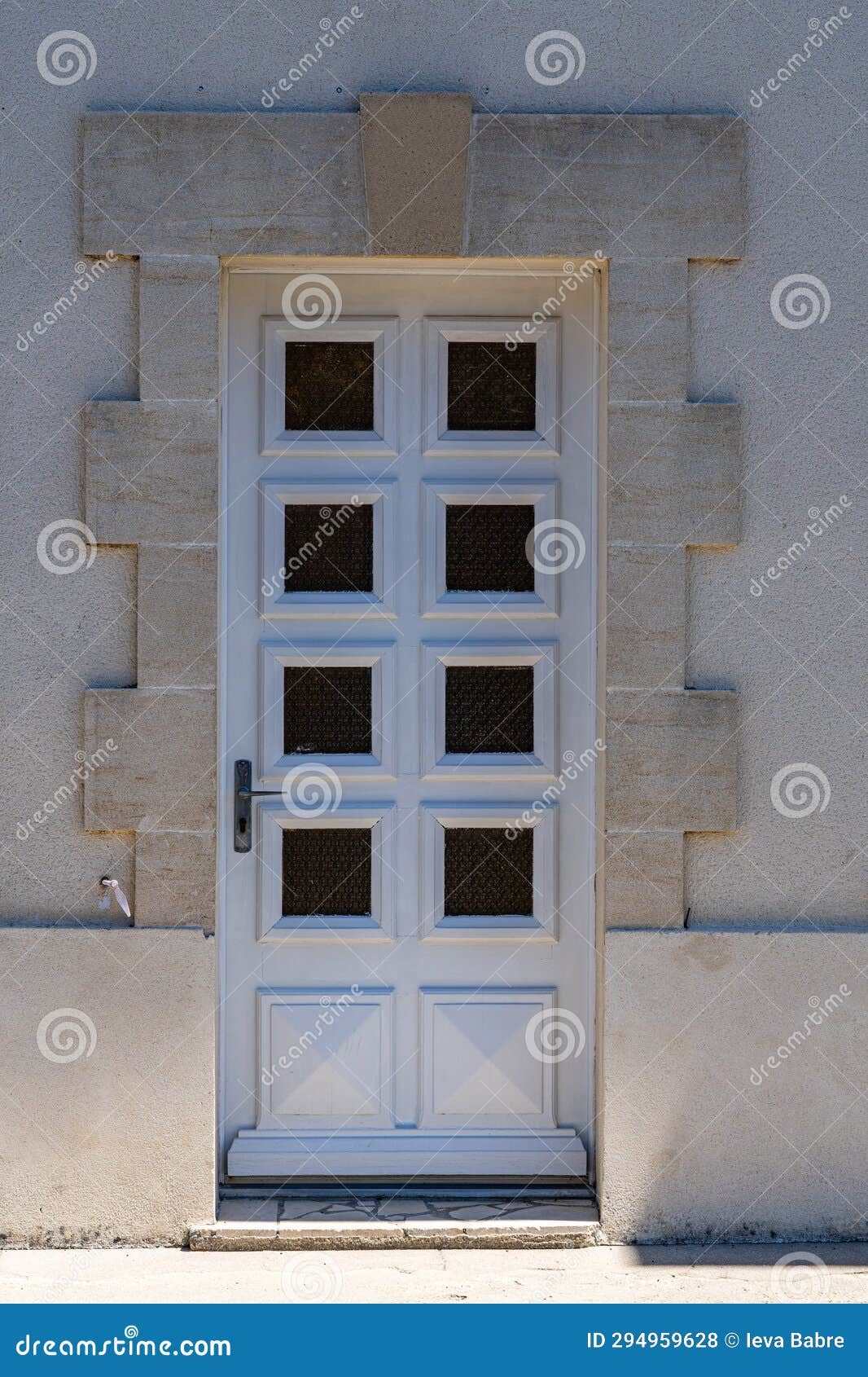 Gray Entrance Doors with Sticket Windows in France Stock Photo - Image ...