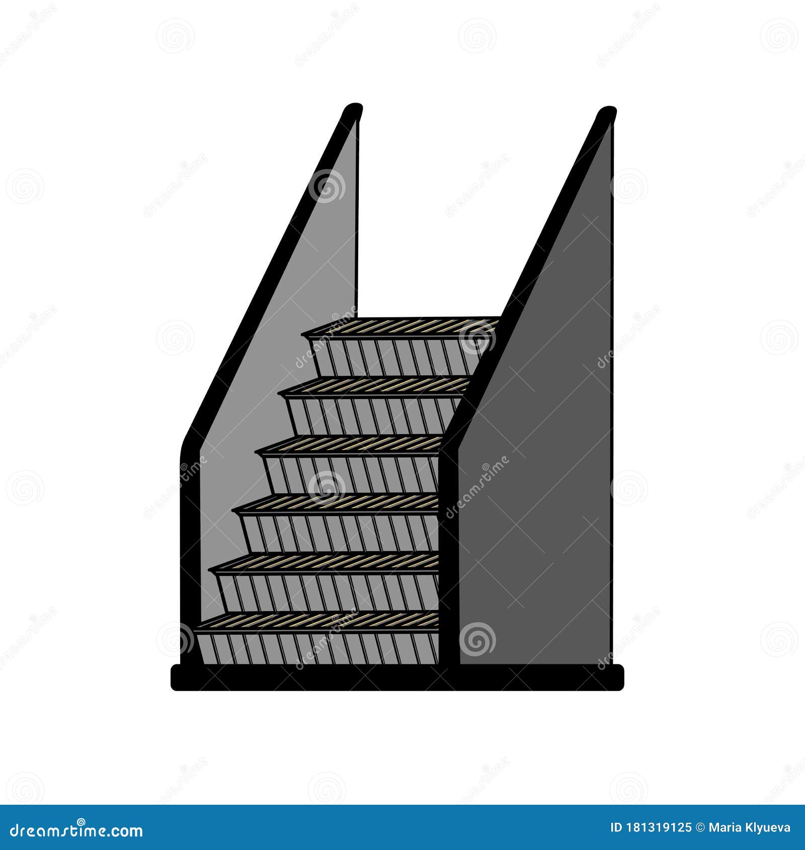 Gray Escalator with Simple Thin Lines in Cartoon Style. Vector Stock ...