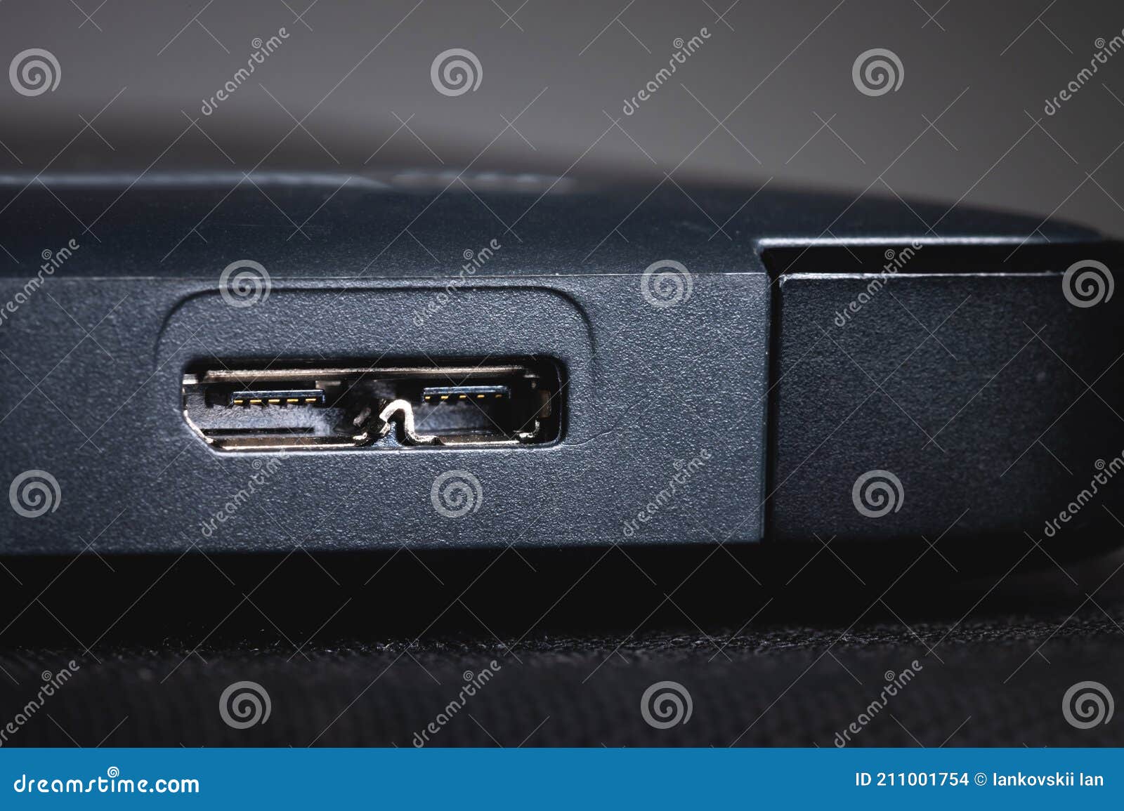 Gray External Hard Drive with Usb 3.0 Micro-b Port Stock Photo - Image ...