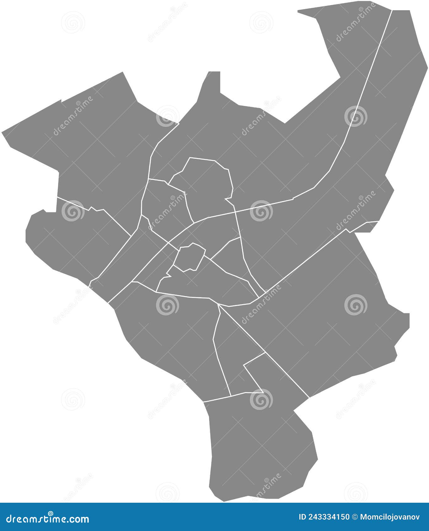 Gray Districts Map of ZWOLLE, NETHERLANDS Stock Vector - Illustration ...