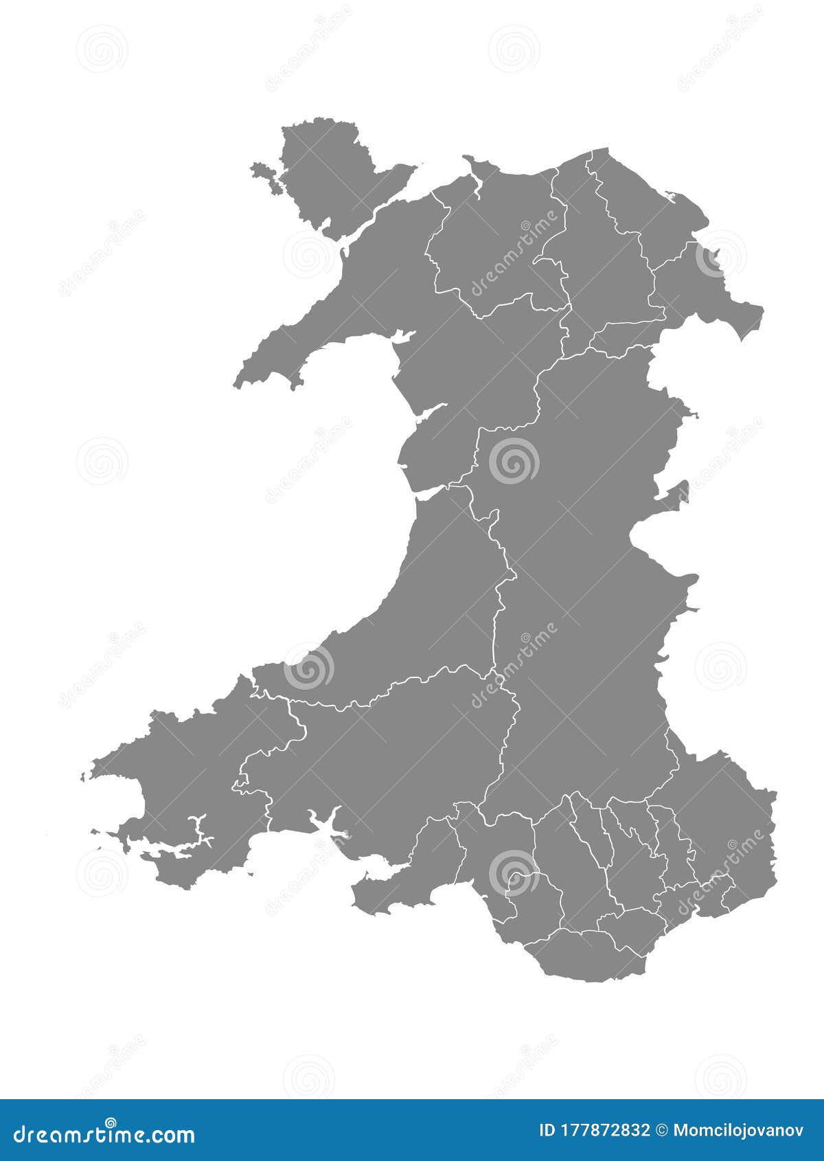 Map of Welsh Principal Areas Stock Vector - Illustration of autonomous ...