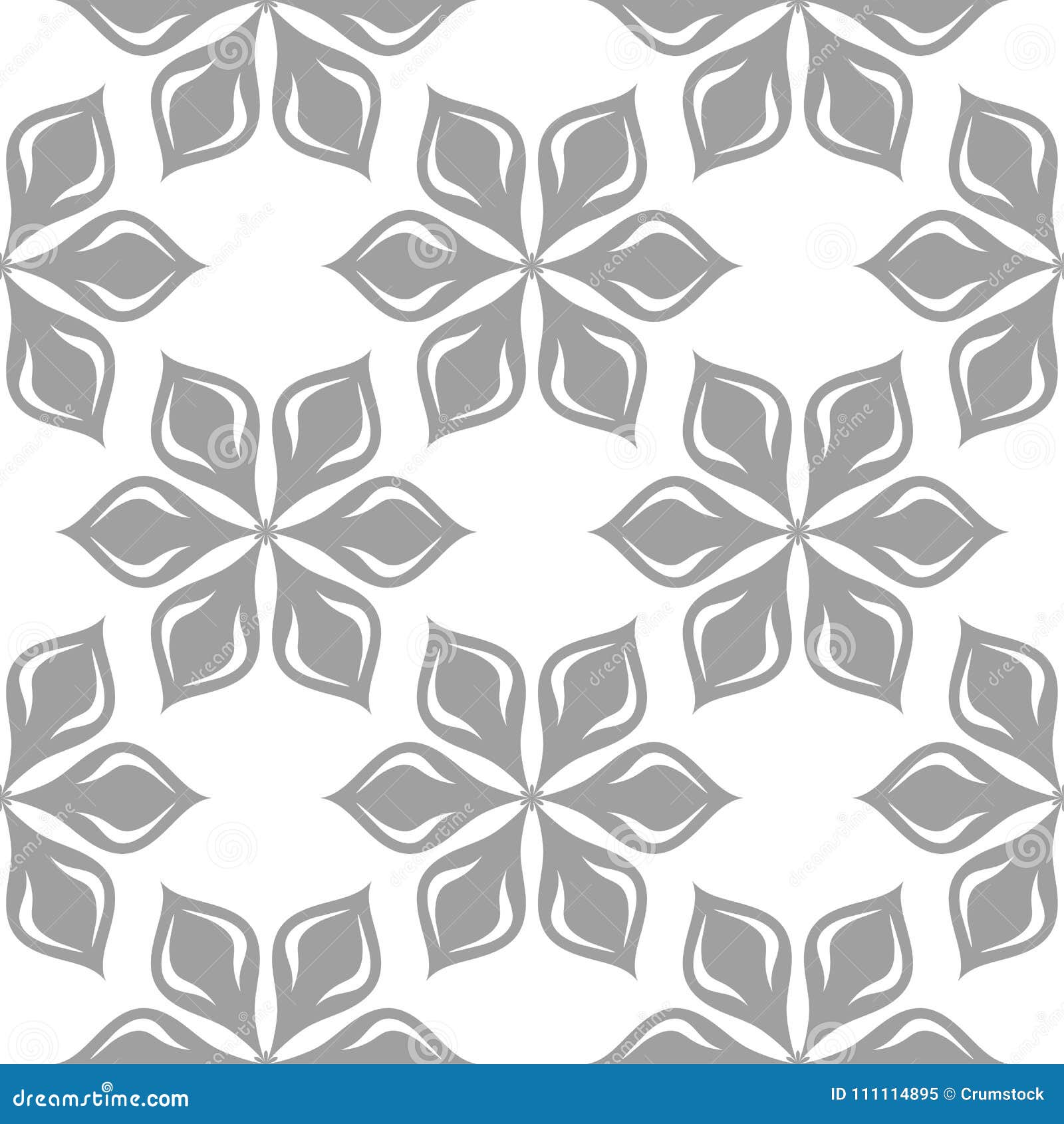 Gray Floral Pattern on White. Seamless Background Stock Vector ...