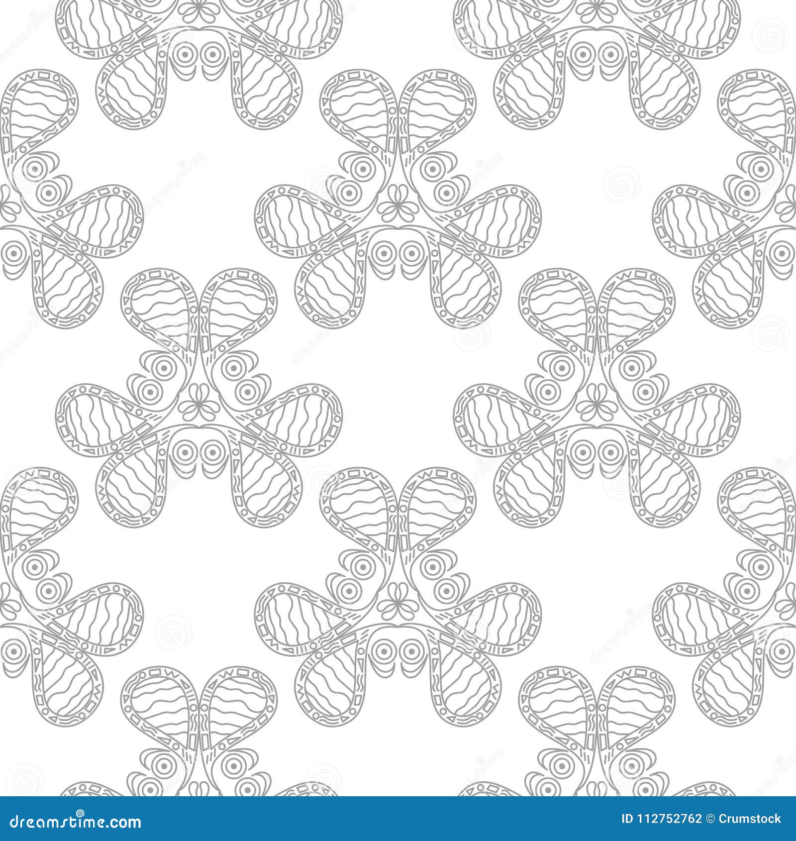 Gray Floral Pattern on White. Seamless Background Stock Vector ...