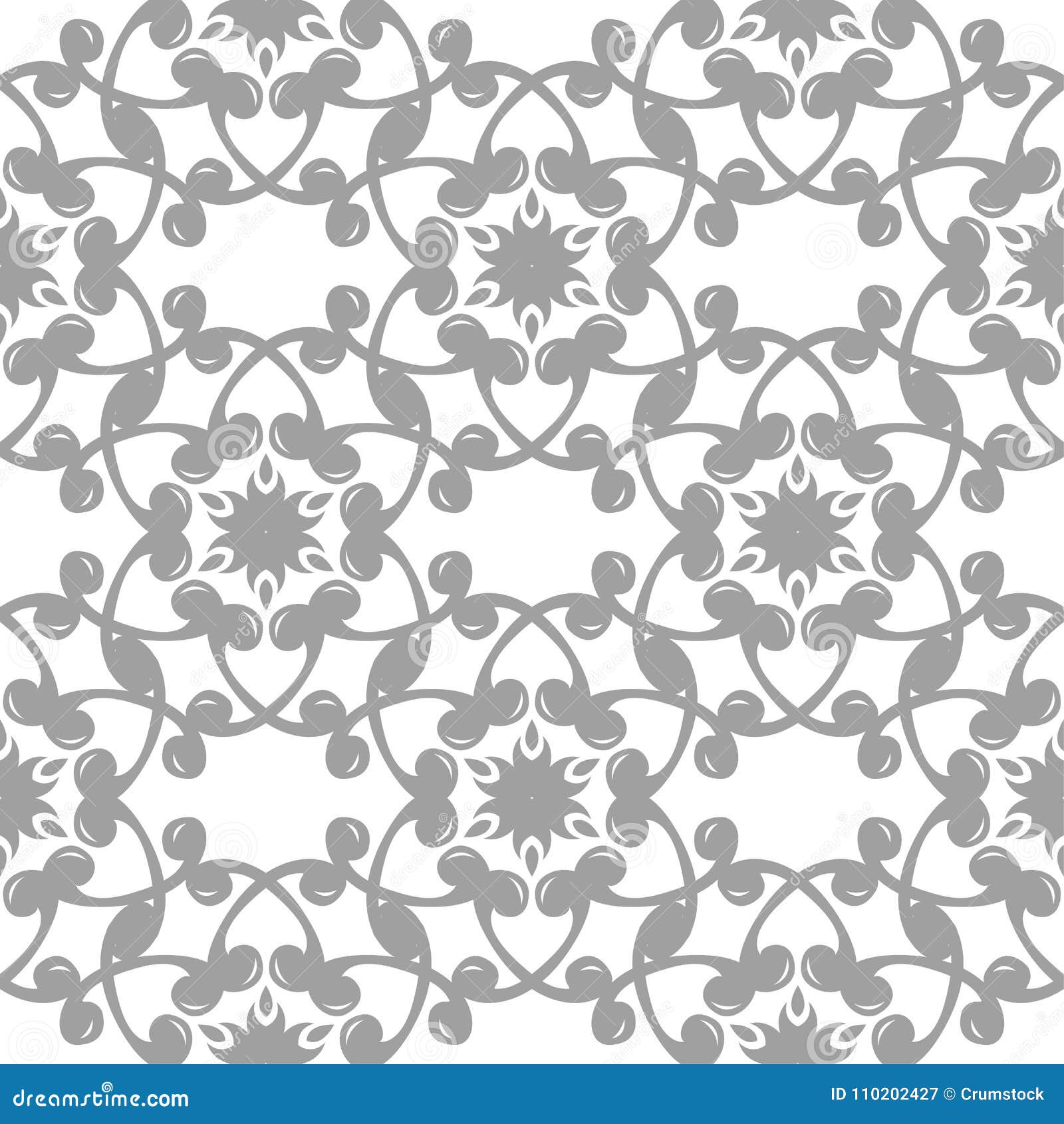 Gray Floral Seamless Pattern on White Background Stock Vector ...