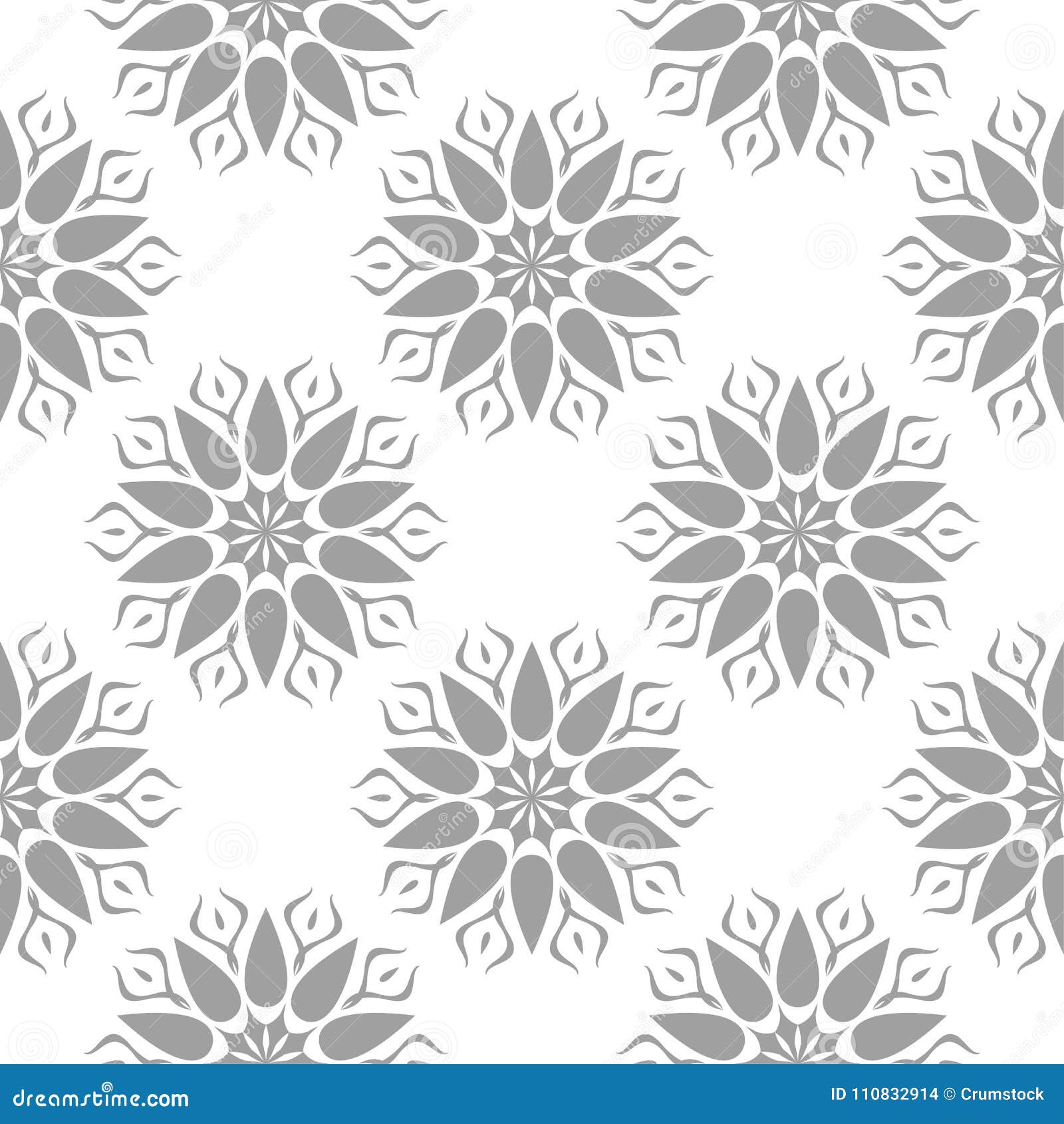 Gray Floral Seamless Pattern on White Background Stock Vector ...