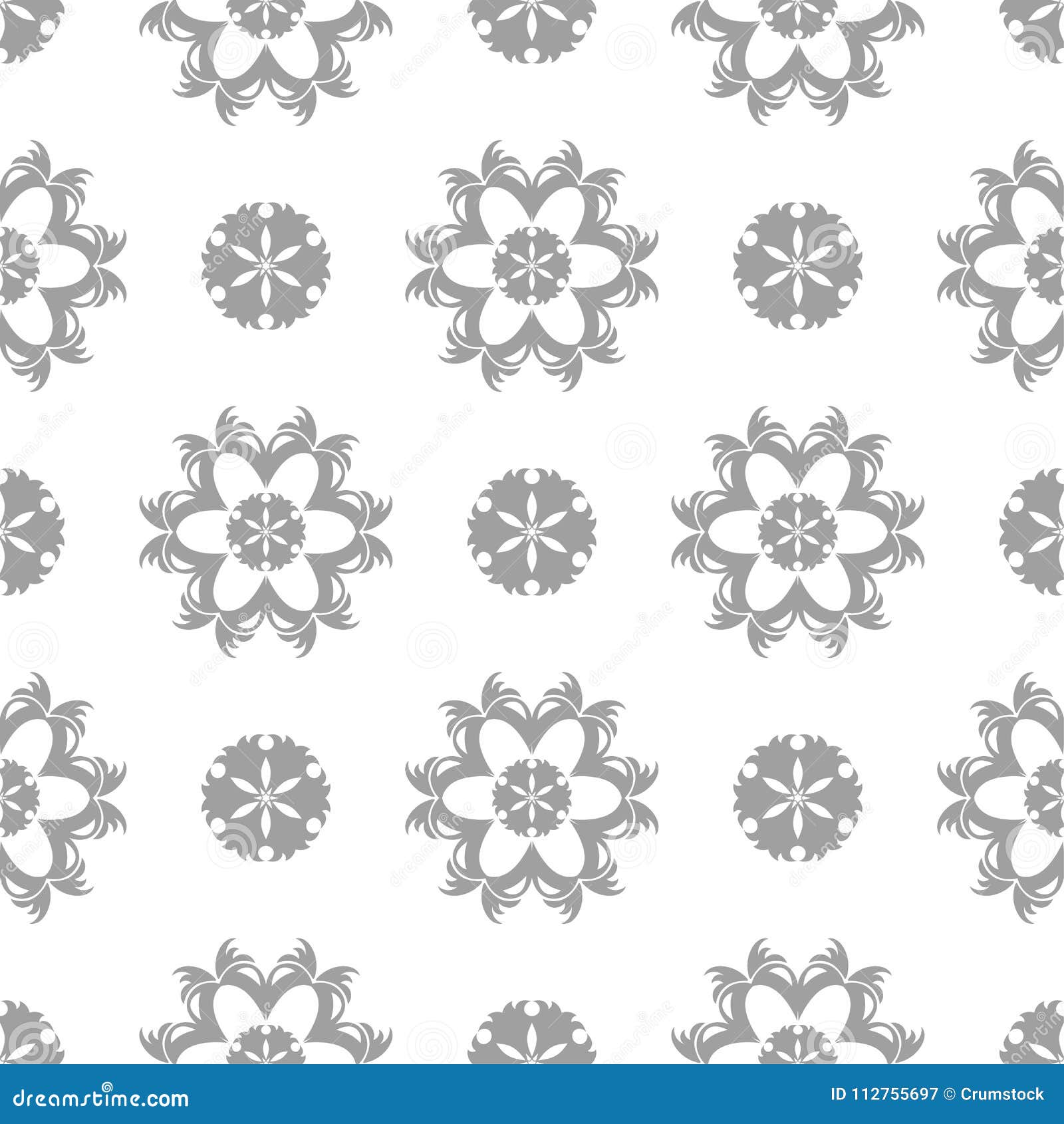 Gray Floral Seamless Pattern on White Background Stock Vector ...