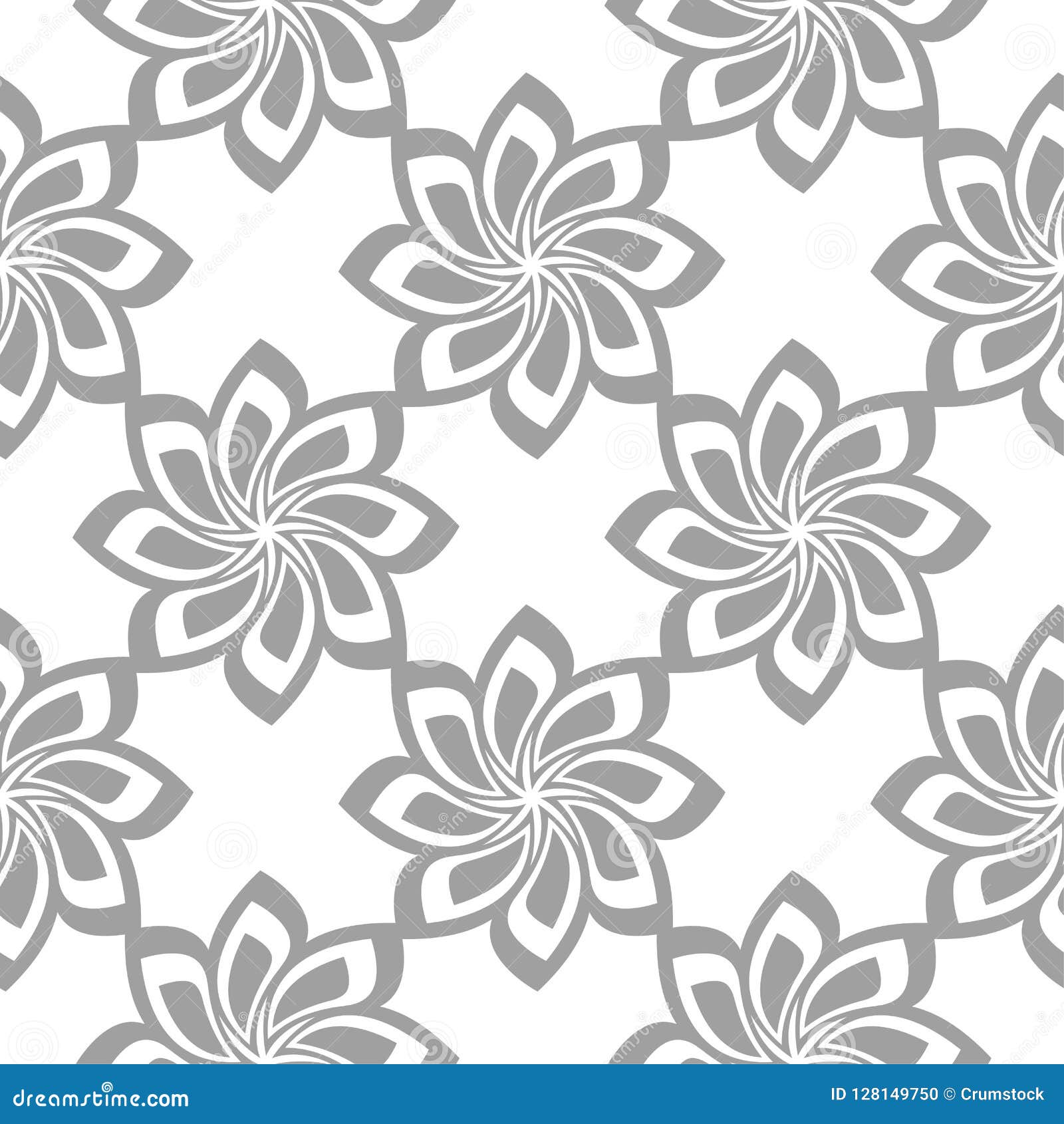 Gray Floral Seamless Pattern on White Background Stock Vector ...