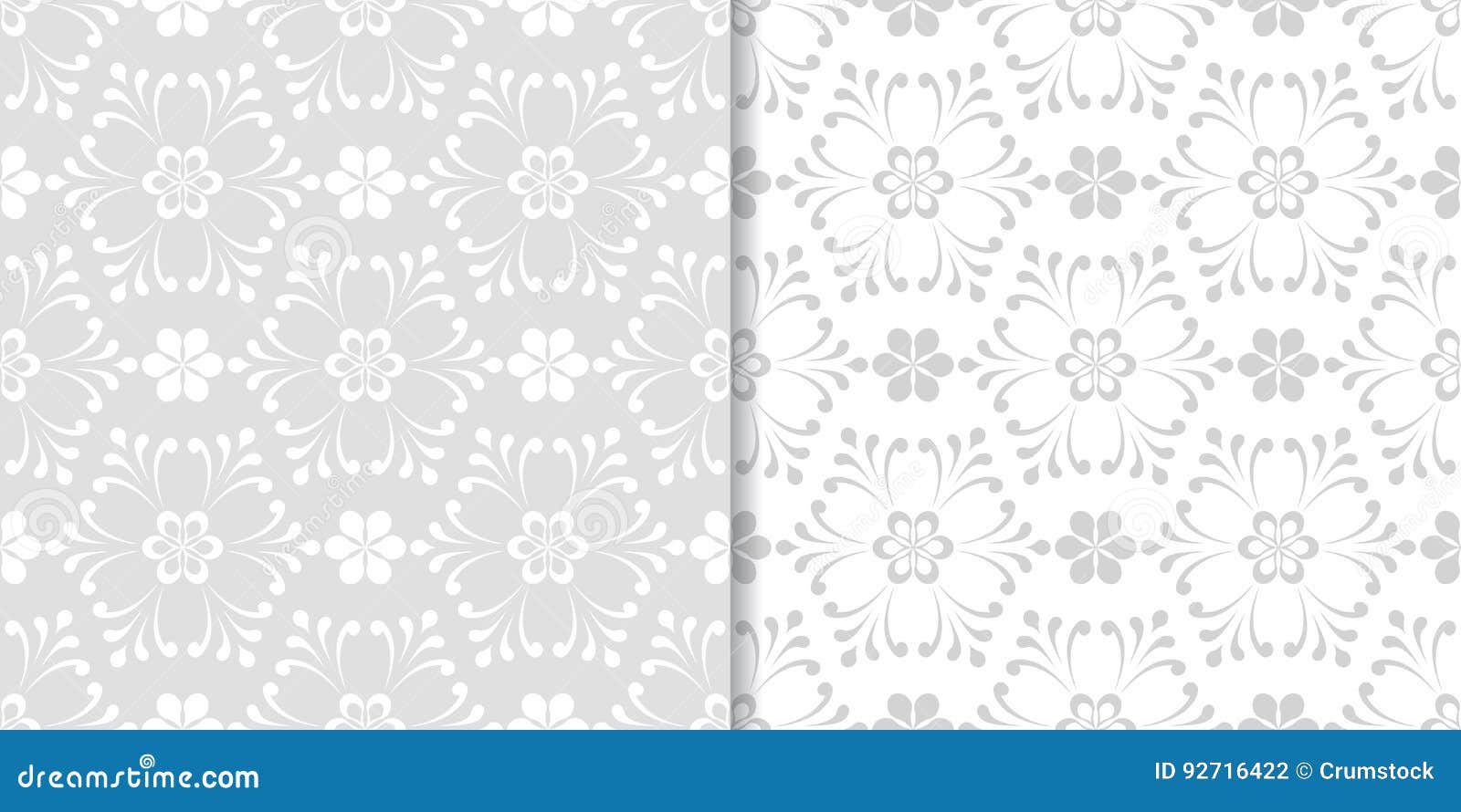 Gray Flower Seamless Patterns. Wallpaper Background Stock Vector ...