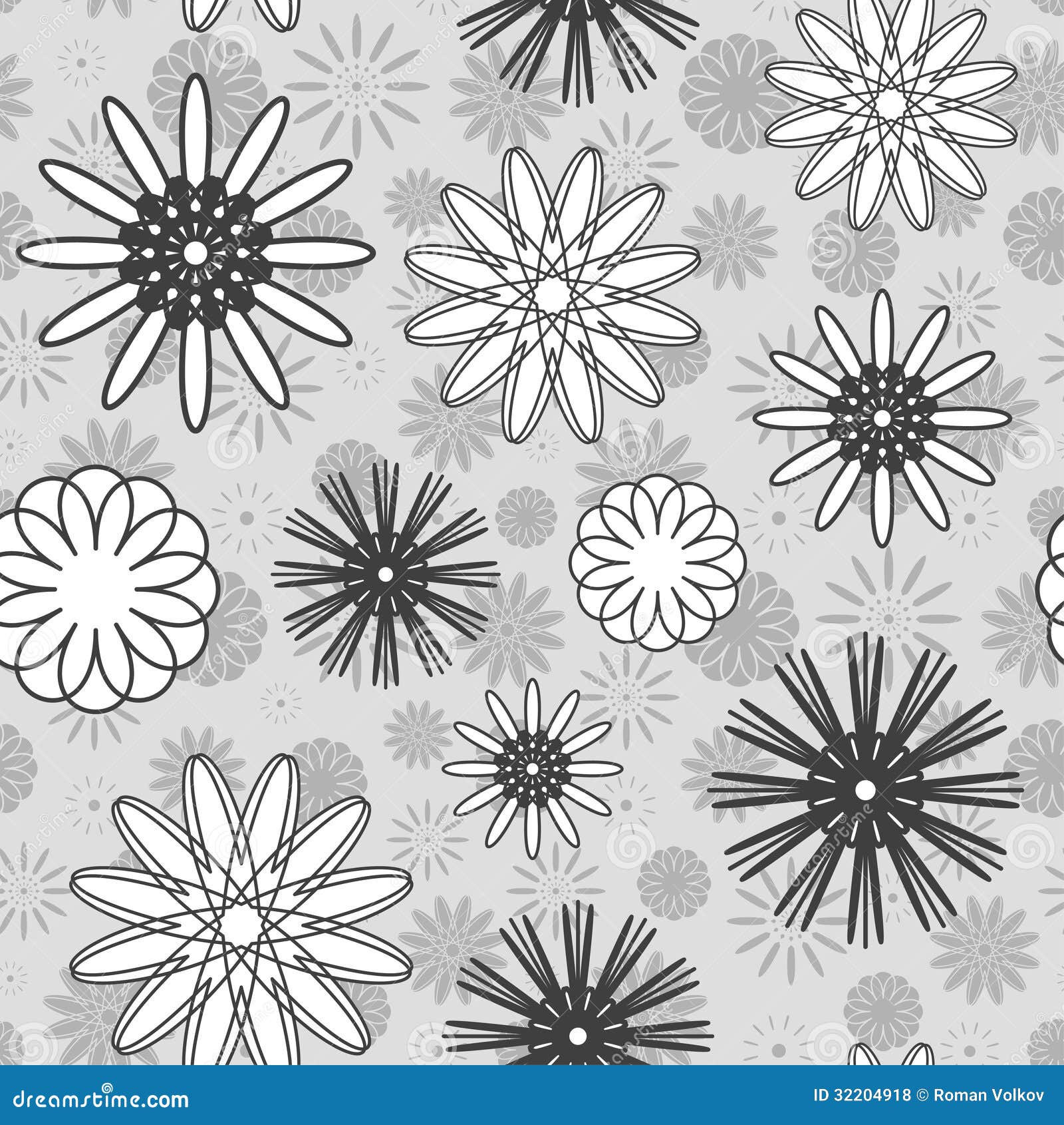 Gray Flowers Seamless Pattern Stock Vector - Illustration of spring ...