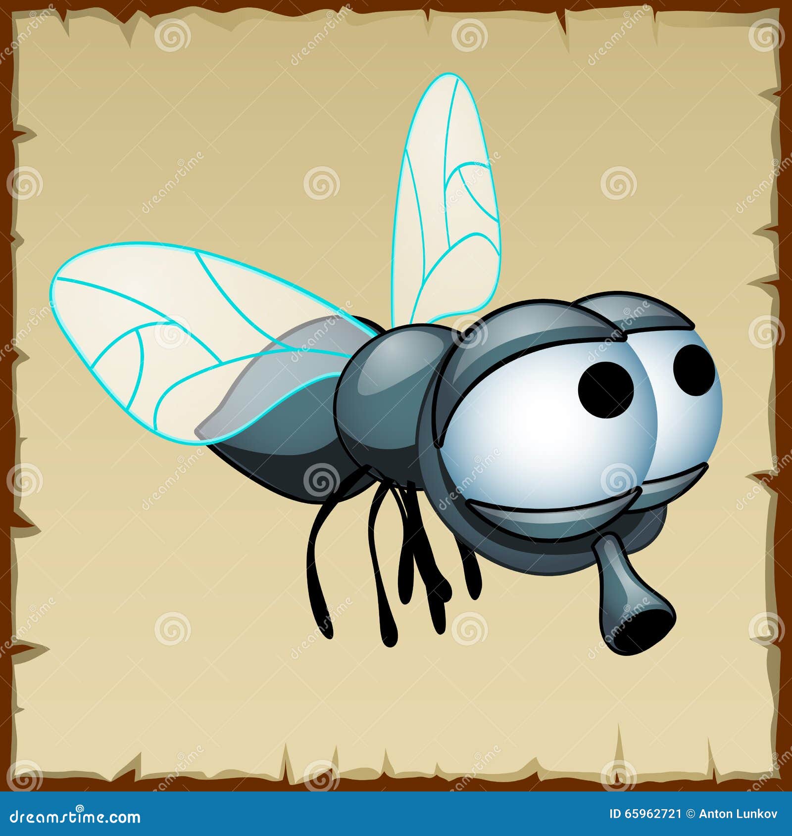 Gray Fly with Huge Eyes, Funny Insect Stock Vector - Illustration of ...