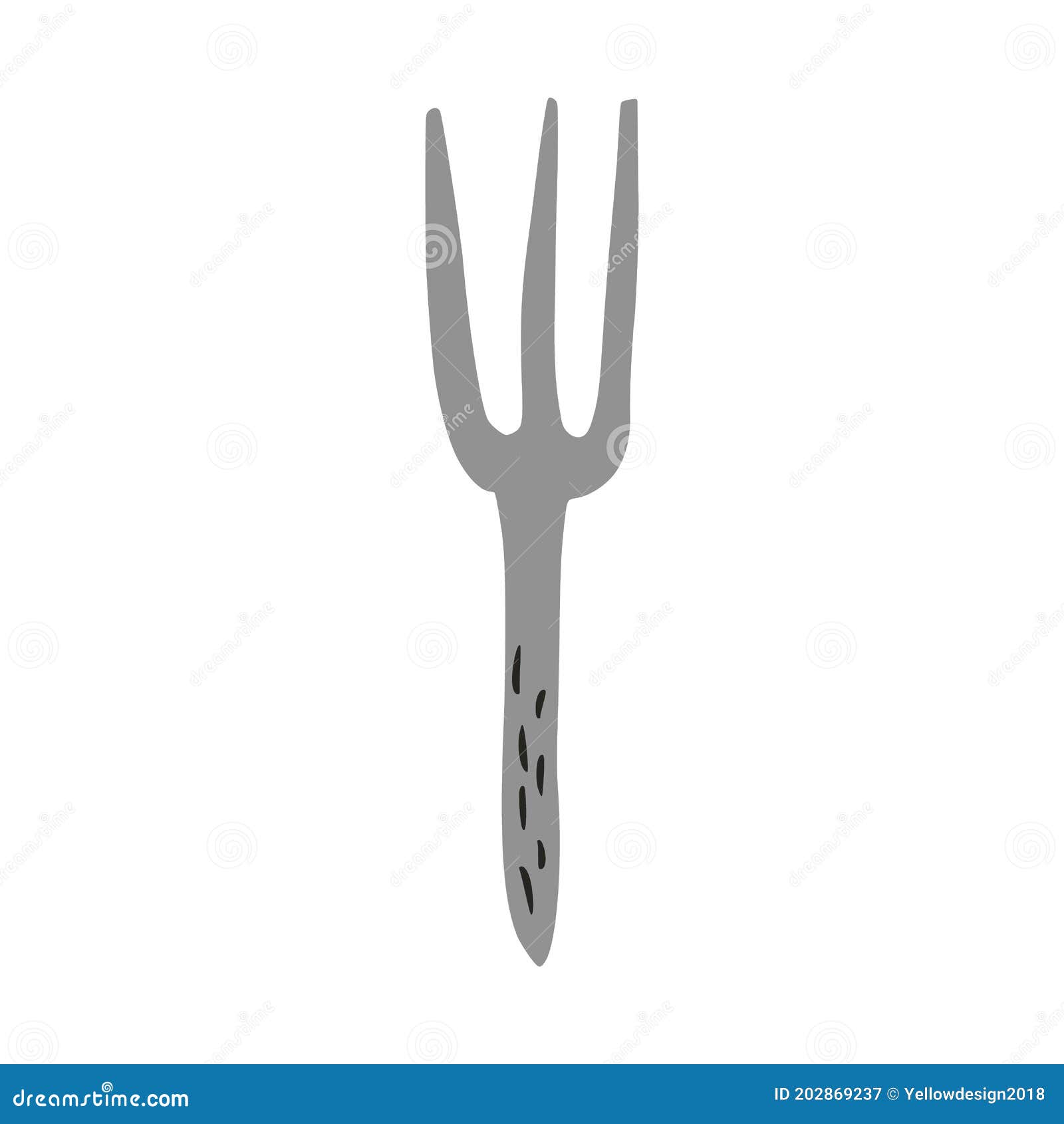 Gray Fork Isolated on White Background. Tool for Meal Doodle Stock ...