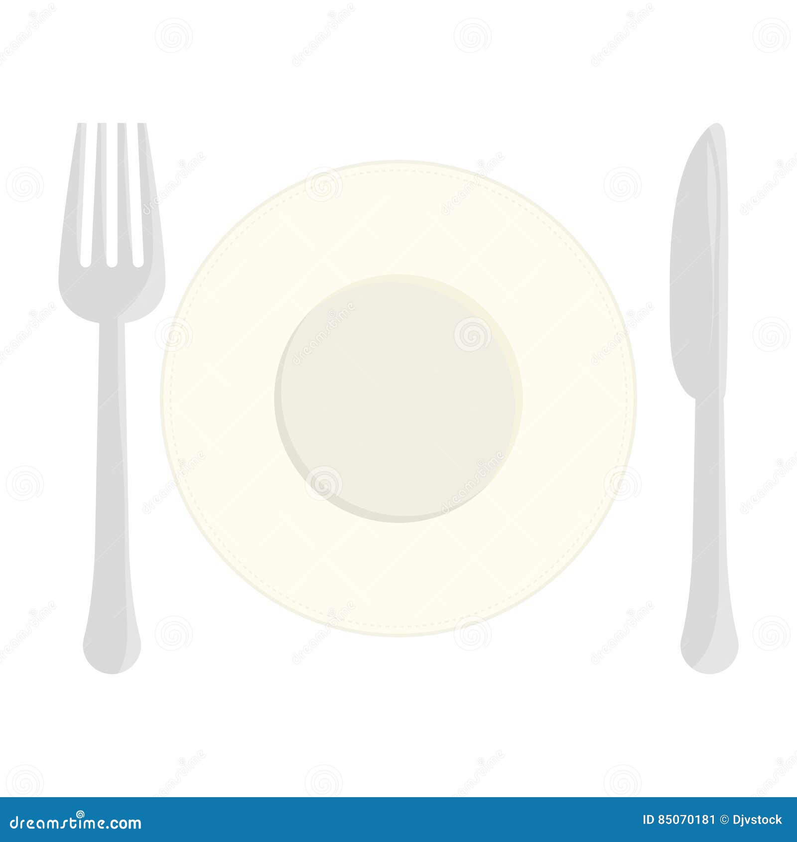 Gray Fork, Knife and Plate Icon Image Stock Illustration - Illustration ...