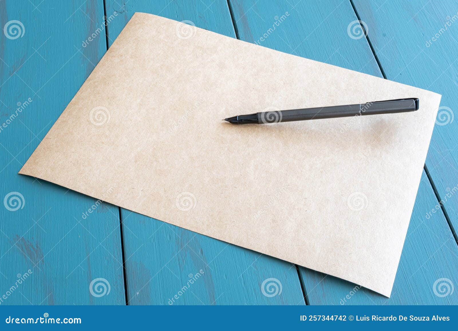 Gray Fountain Pen on an Empty Brown Paper_side View Stock Photo - Image ...
