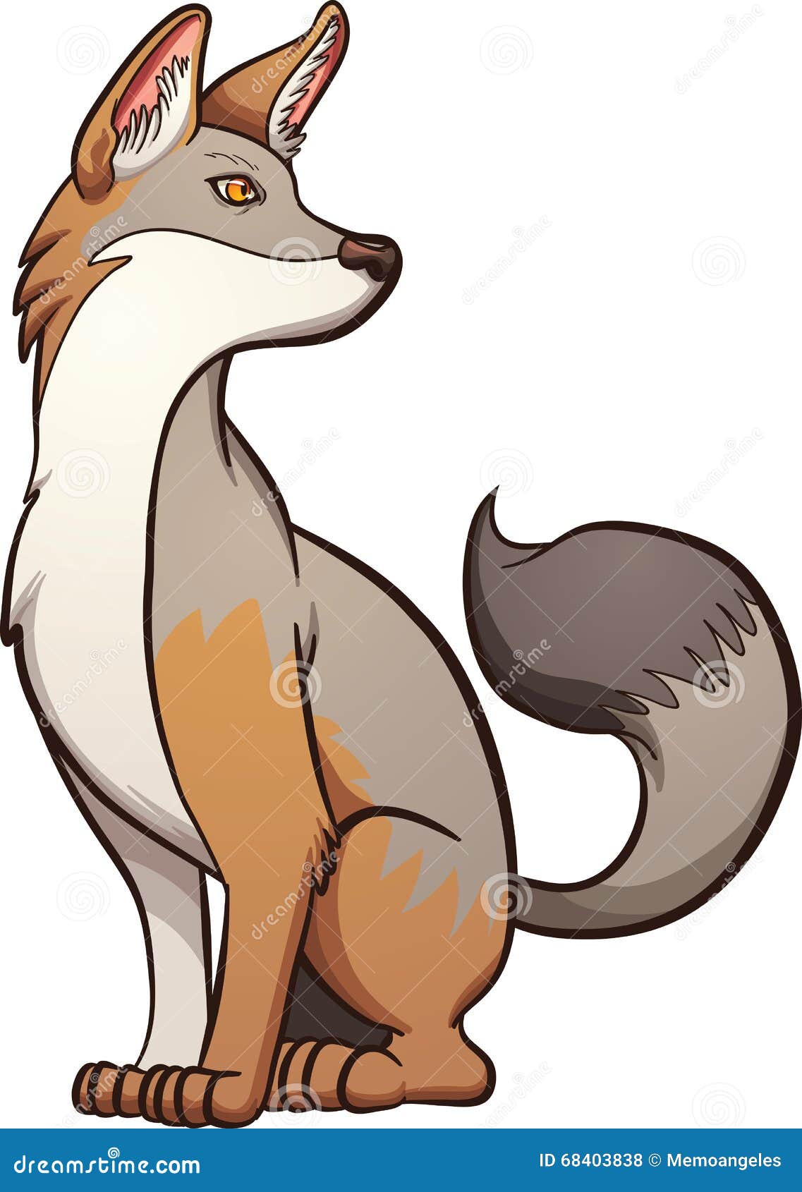 Gray fox stock vector. Illustration of single, sitting - 68403838