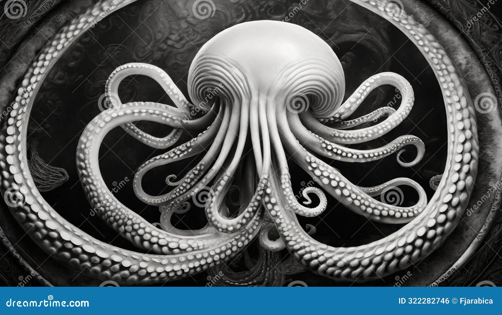 Gray Frame Background with Octopus Design Stock Illustration ...