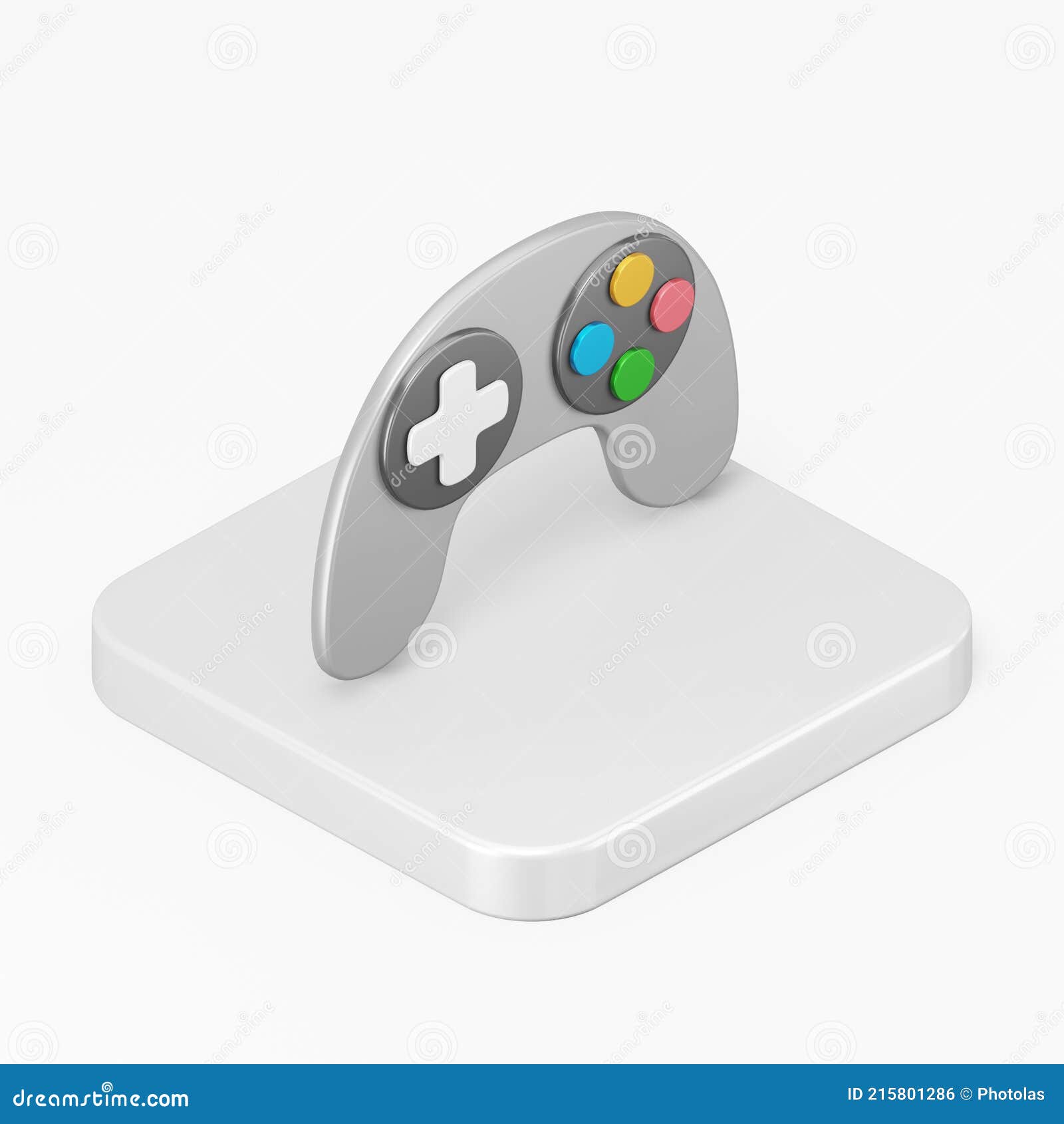 Gray Gamepad Icon with Multicolored Buttons. 3d Rendering Square Button Key Isometric View ...