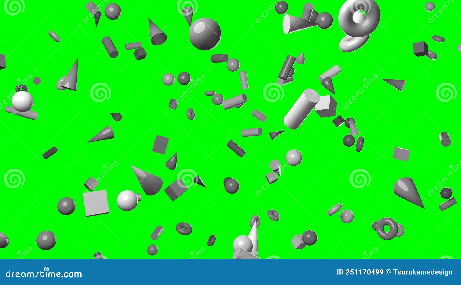 Gray Geometric Objects on Green Chroma Key Background. Stock ...