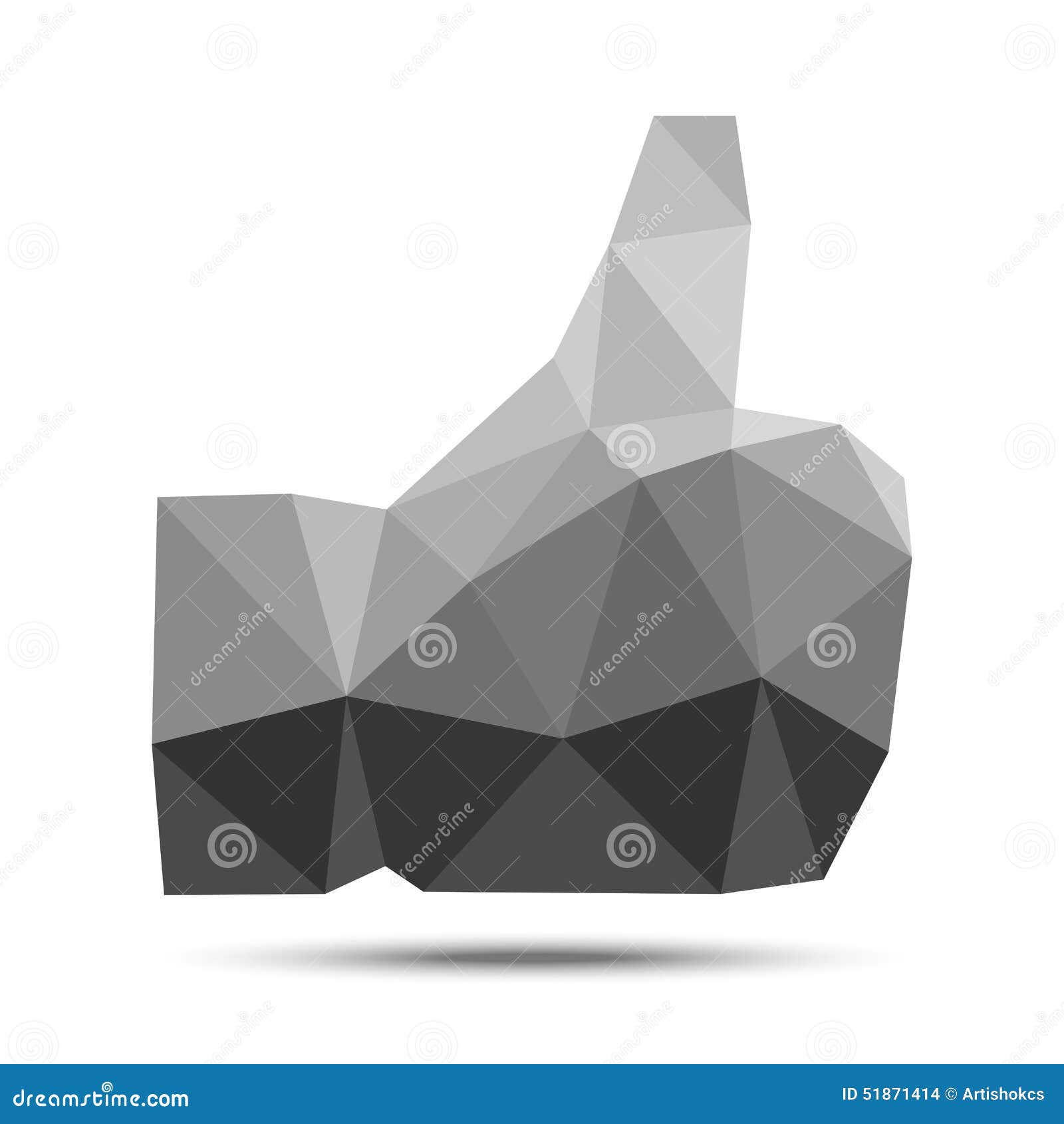 Gray Geometric Polygonal Thumb Up Icon Stock Vector - Illustration of ...