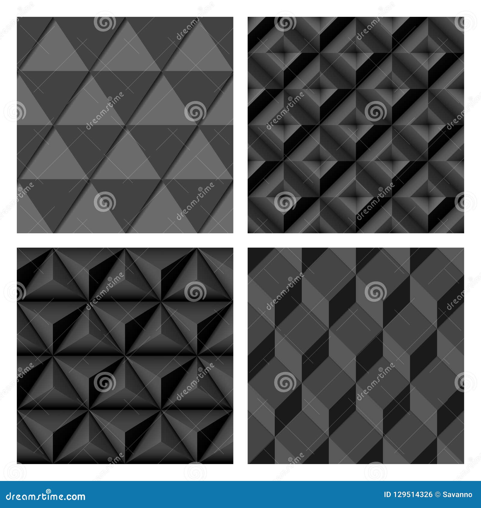 Gray Geometric Seamless Background. Compilation Set Stock Vector ...