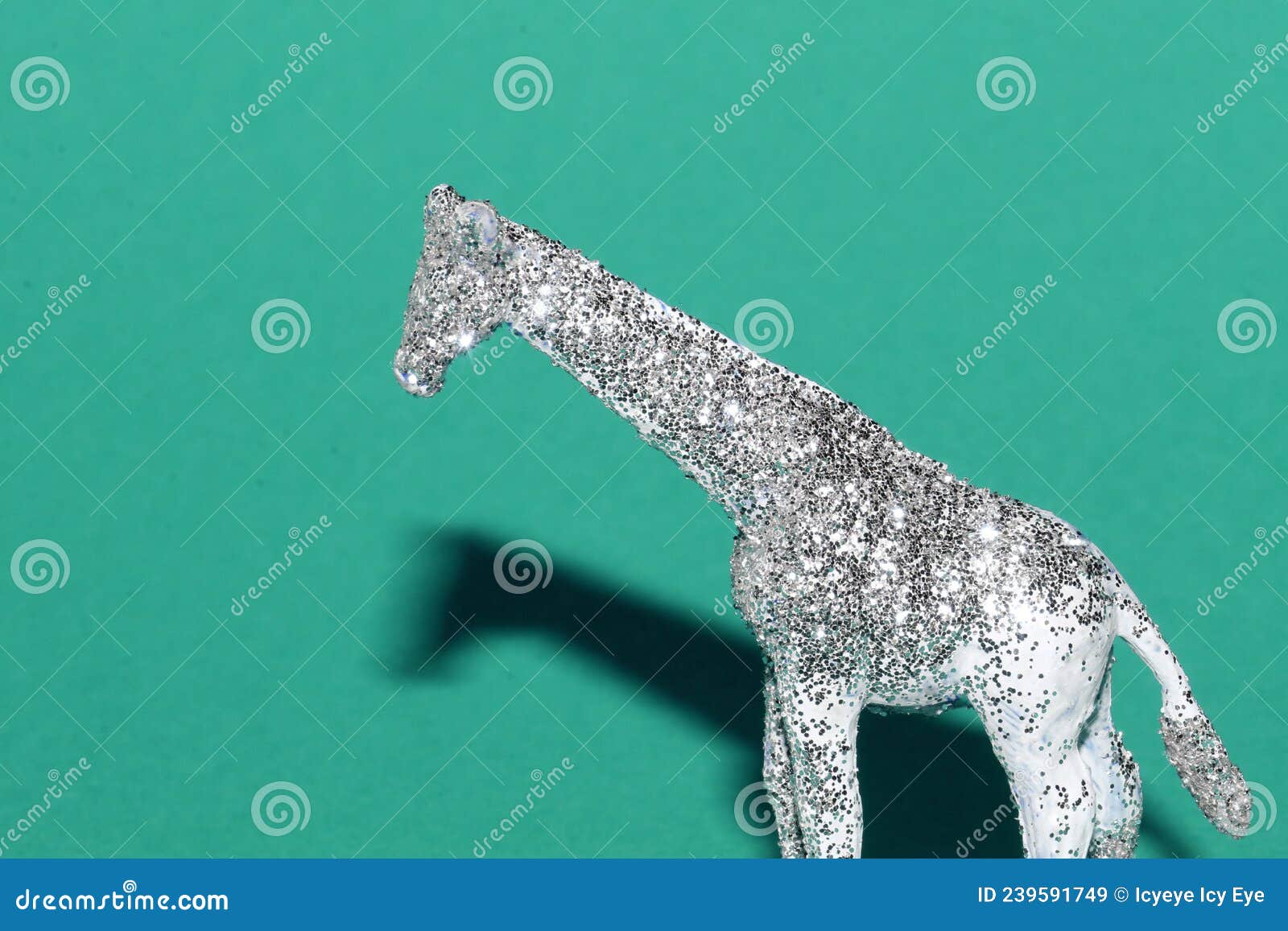A Gray Glittering Giraffe on an Emerald-colored Background Stock Image ...