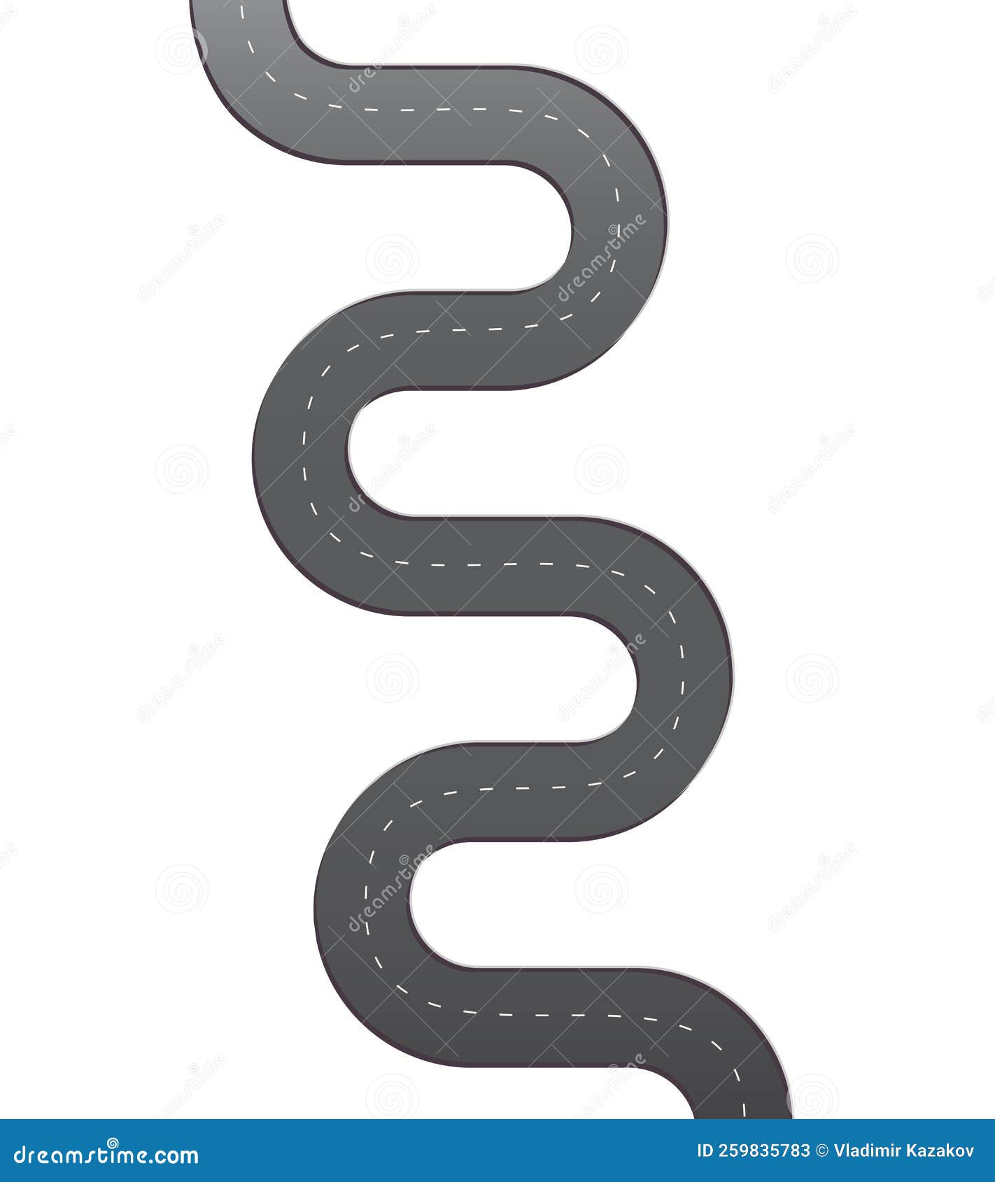 Gray Gradient Winding Road with Broken Line in Middle Isolated on White ...