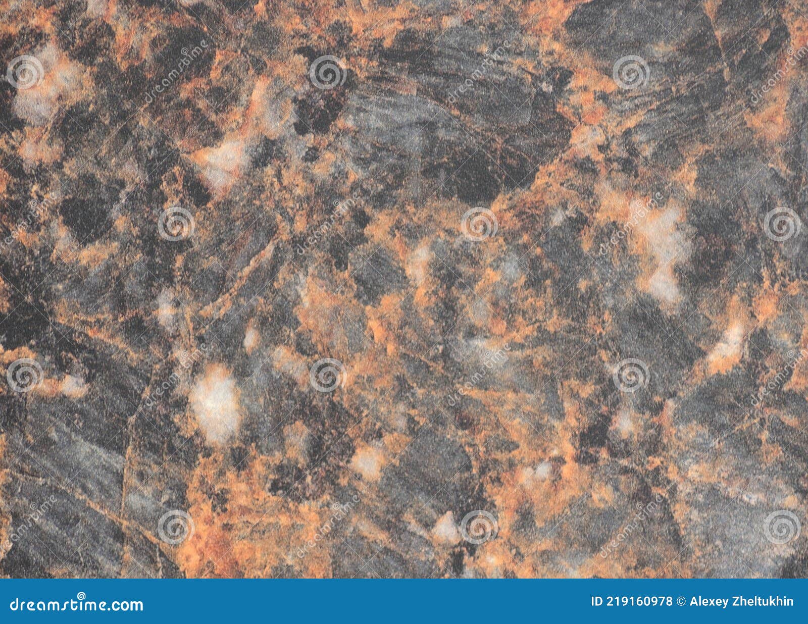 Gray Granite with Orange and White Veins, Close-up of a Flat Surface of ...