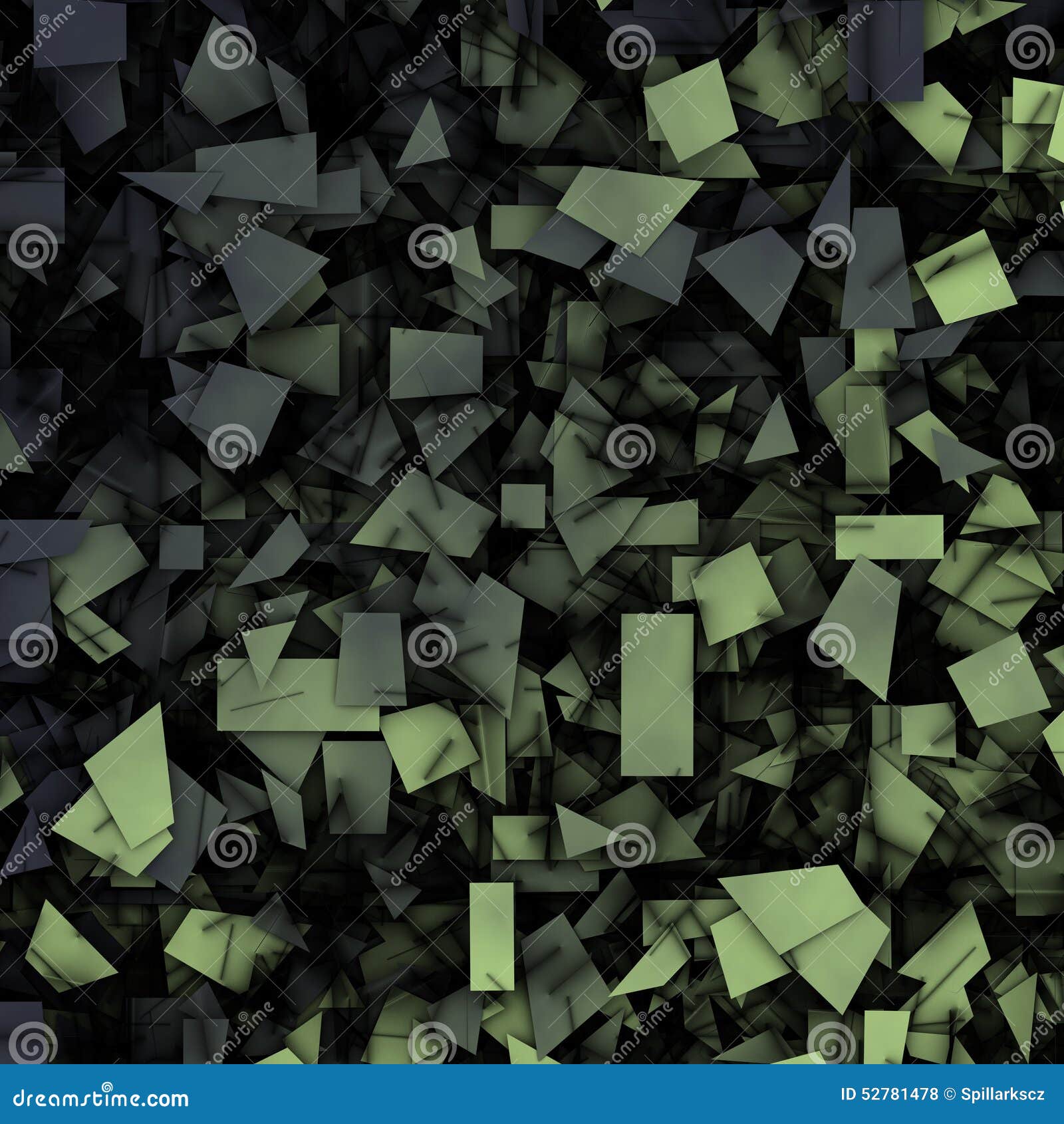 Gray Green 3d Abstract Fragmentation Geometric Stock Illustration ...
