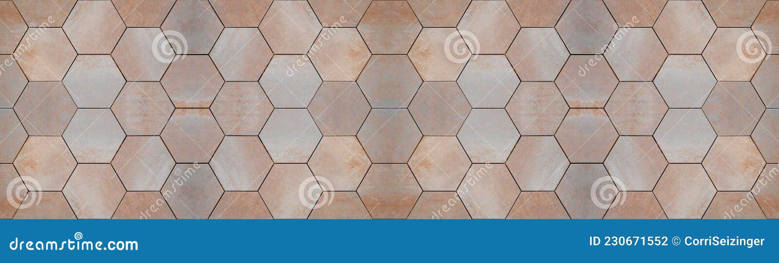 Gray Grey Rusty Modern Tile Mirror Made of Rust Hexagon Tiles Texture ...
