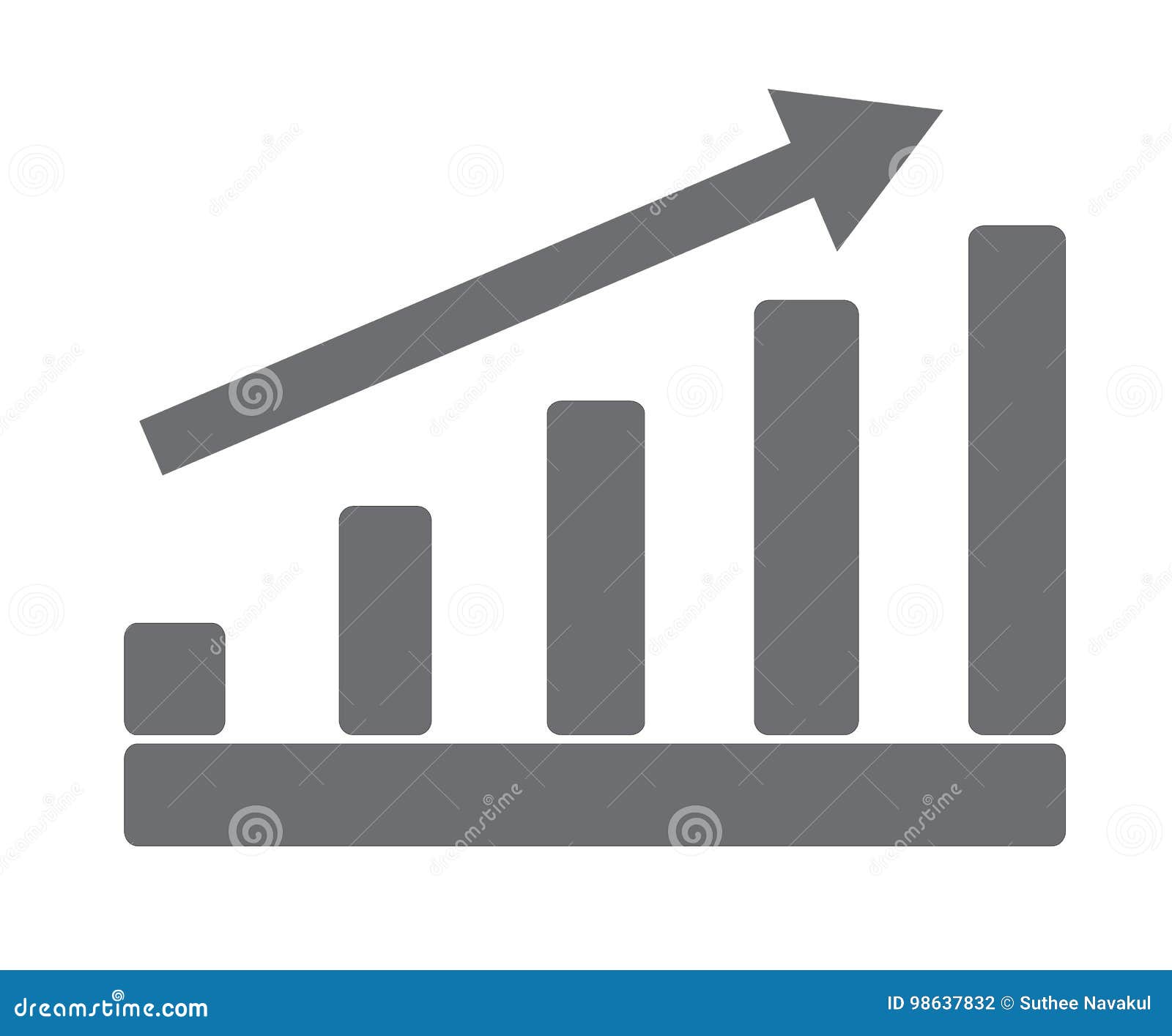 Gray Growing Graph on White Background. Stock Vector - Illustration of ...