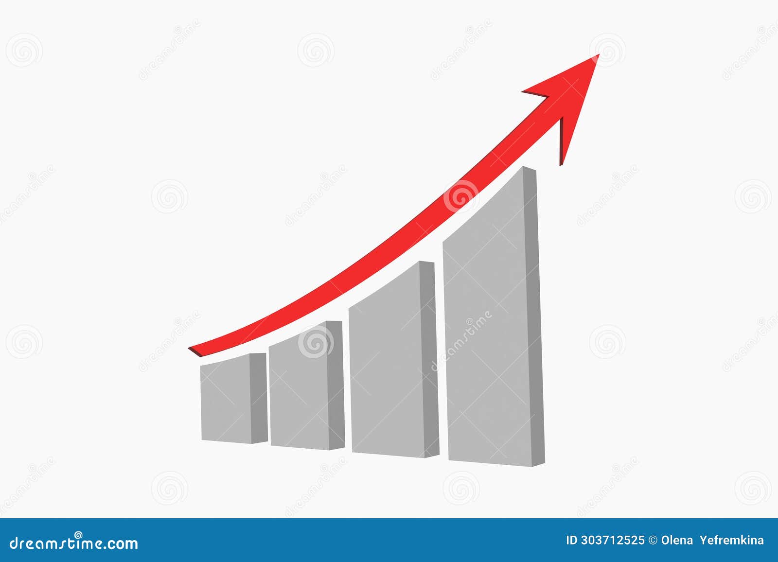 A Gray Growth Chart with a Red Up Arrow. Stock Illustration ...