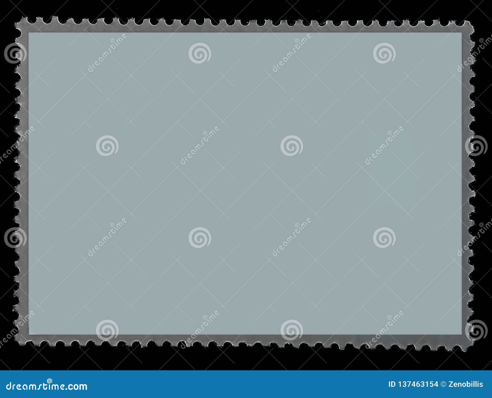 Gray Grunge Postage Stamp Reverse Side with the Edge of the Sheet Stock ...
