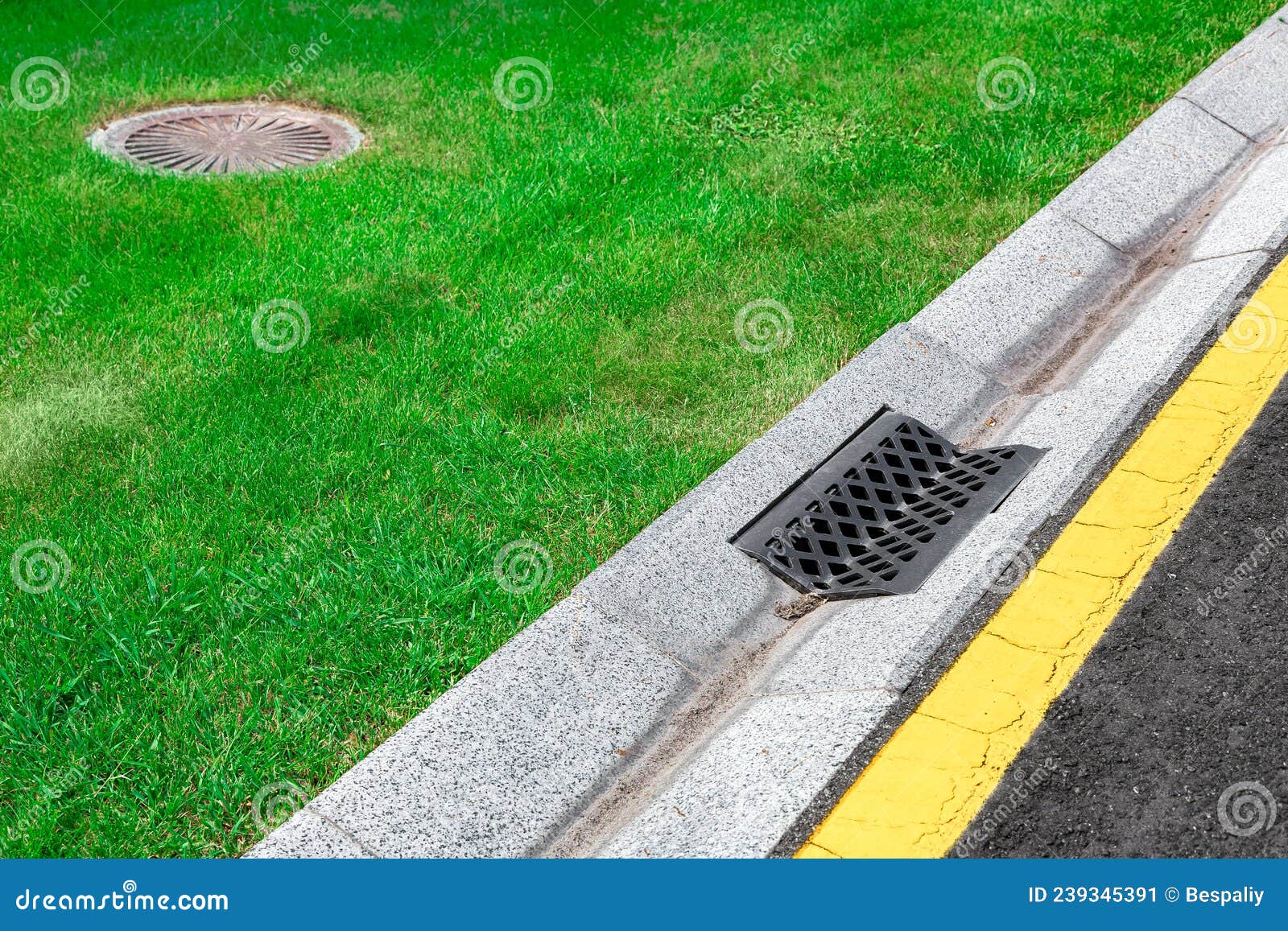 Gray Gutter of a Stormwater Drainage System on the Side of Asphalt Road ...
