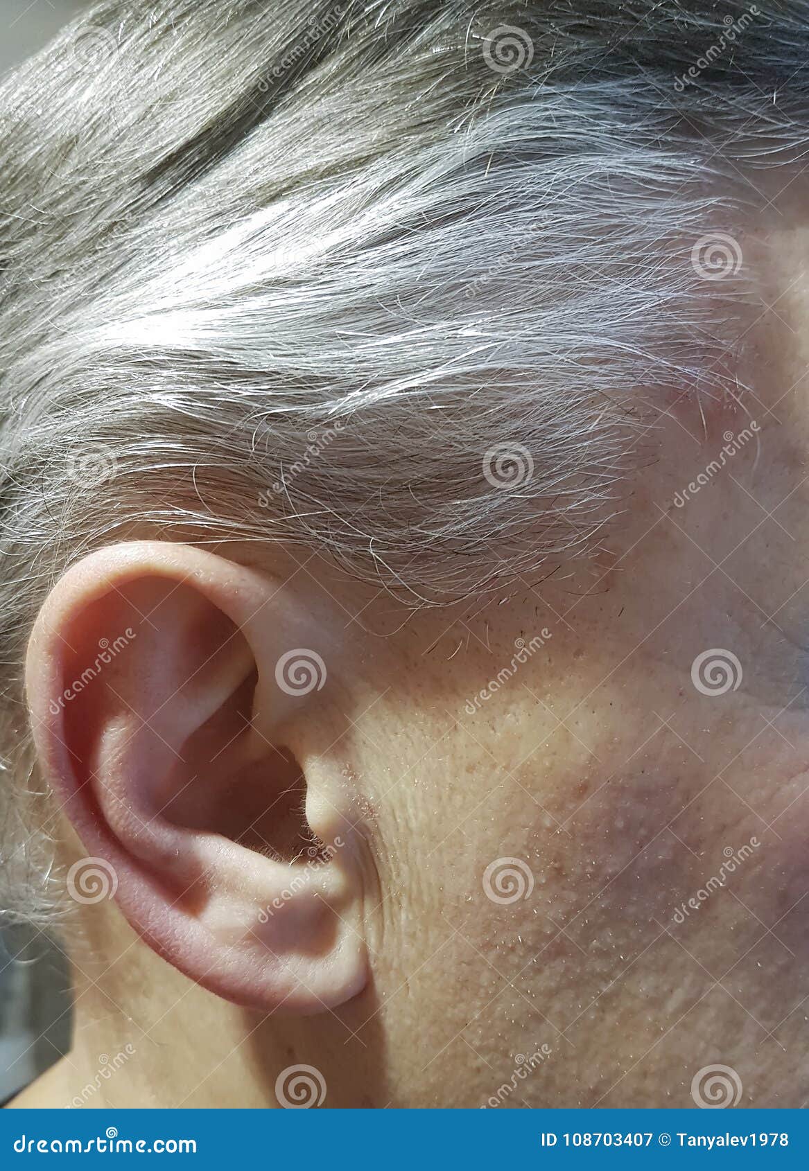 Gray-haired Man, Ear, Aging Stock Image - Image of deaf, front: 108703407