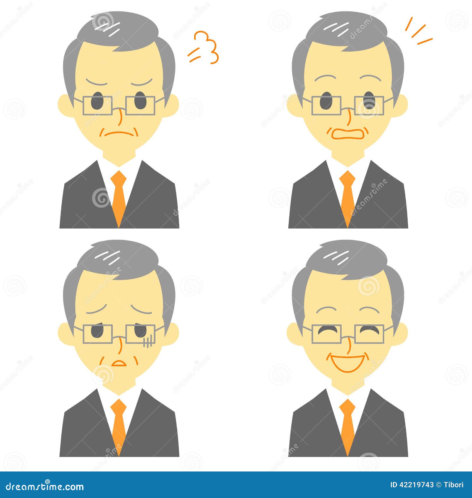 Gray Haired Man In Suit, Expressions Cartoon Vector | CartoonDealer.com ...