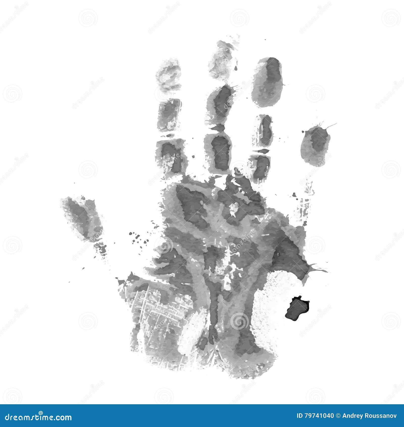 A gray hand print, vector stock vector. Illustration of bloodstain ...