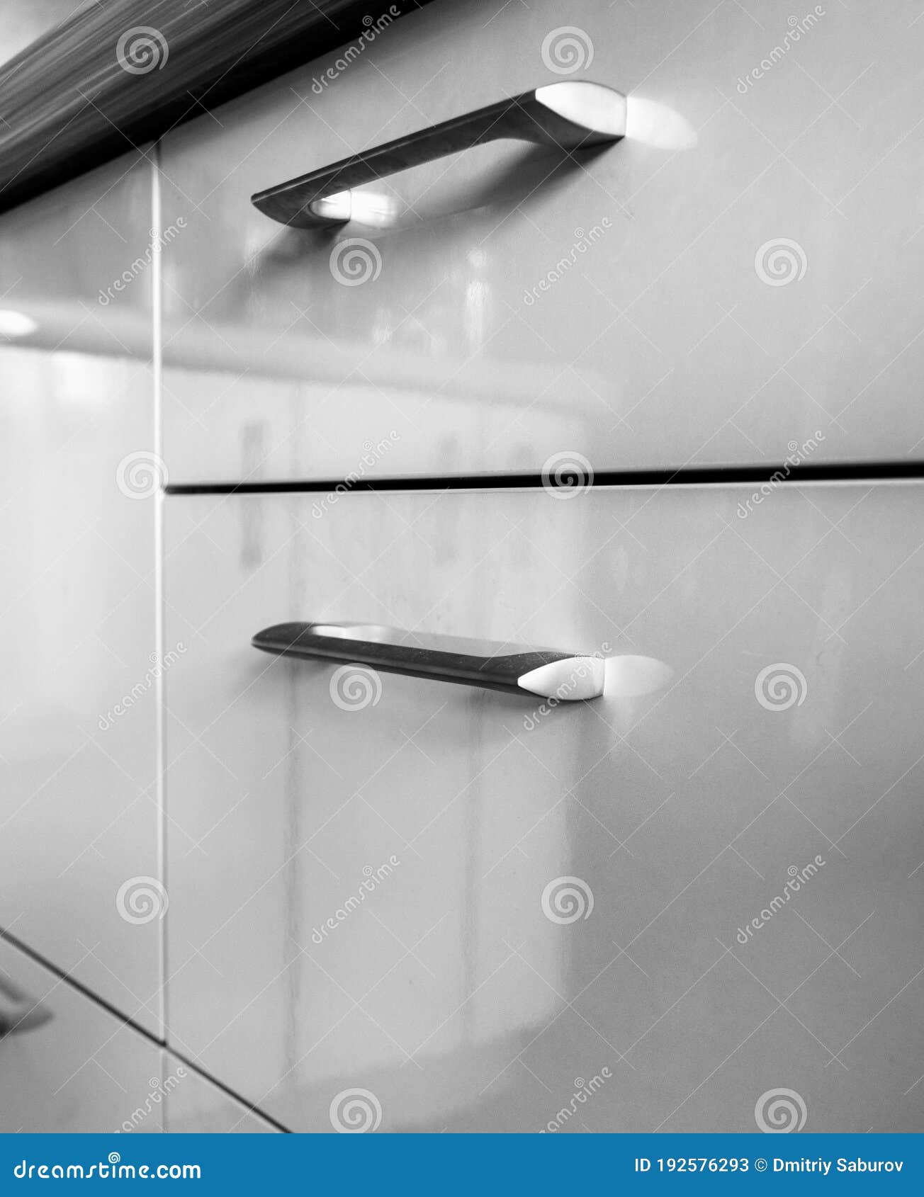 Gray Handles of the Kitchen Drawer or Cabinet. Kitchen Set Stock Image ...