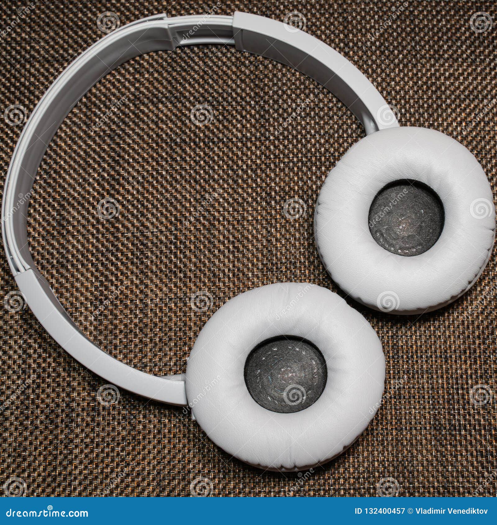 Gray Headphones on Dark Texture Background Stock Image - Image of ...