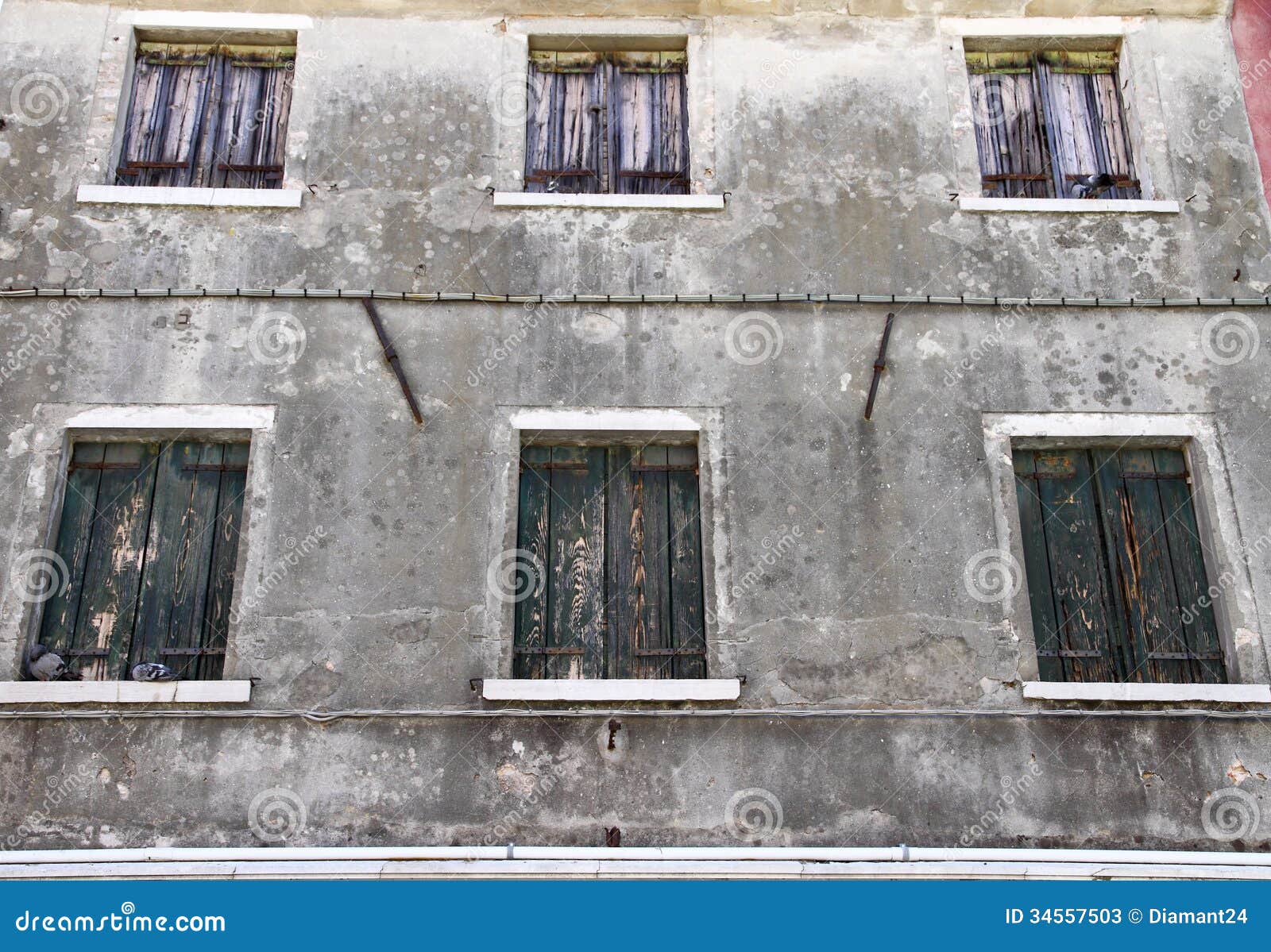 Gray House with Closed Windows As Background Stock Image - Image of ...