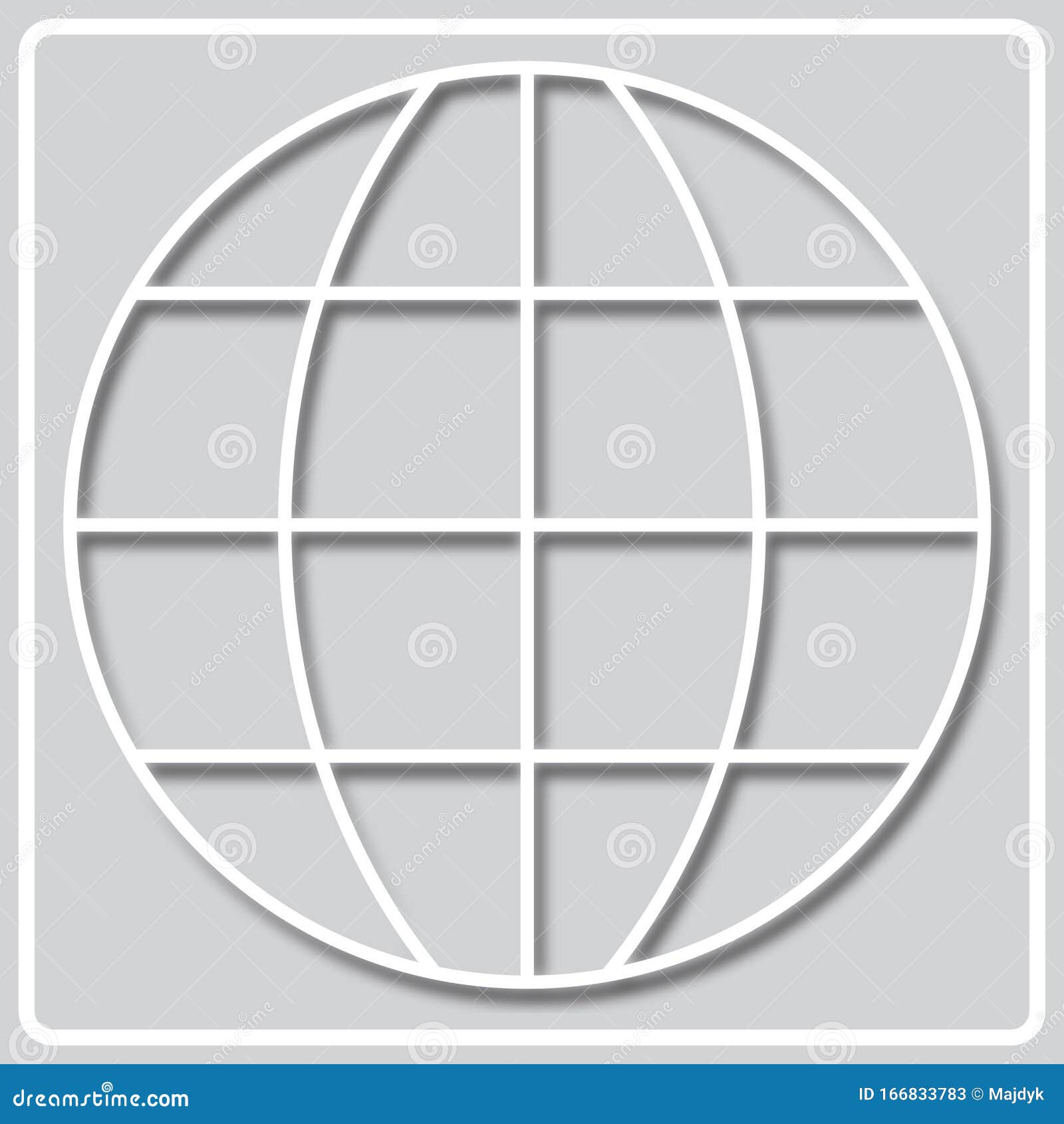 Gray Icon with White Silhouette of the Meridian Grid Stock Vector ...