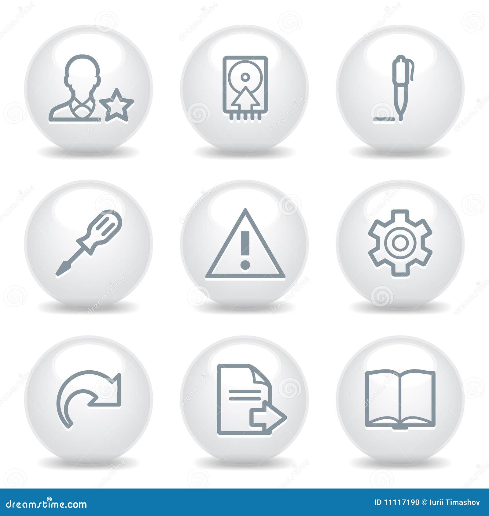 Gray icons set 7 stock vector. Illustration of ball, redo - 11117190