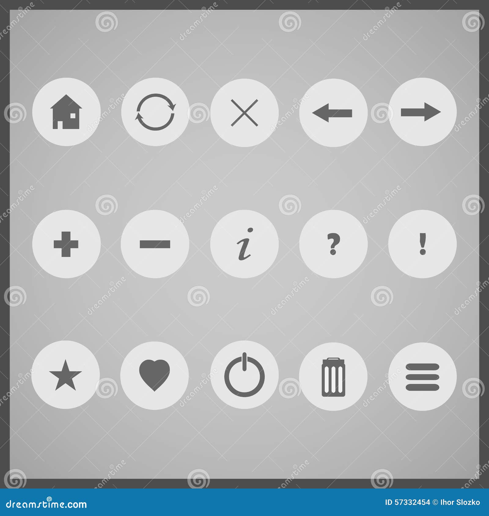 Set of 15 Gray Icons stock vector. Illustration of collection - 57332454