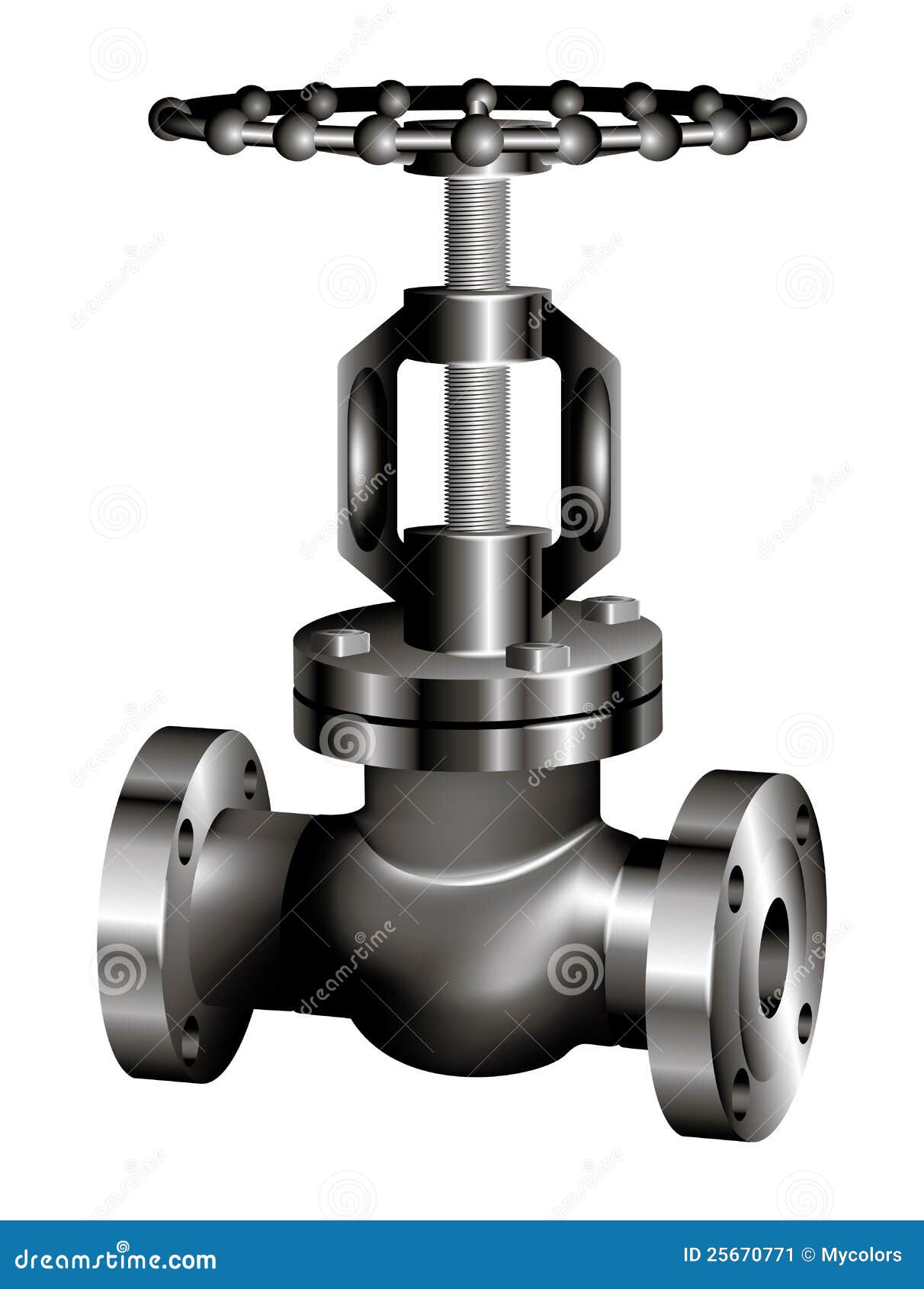 Set Of Industrial Valve Icons. Stop And Angle Valve. Silhouette Vector ...