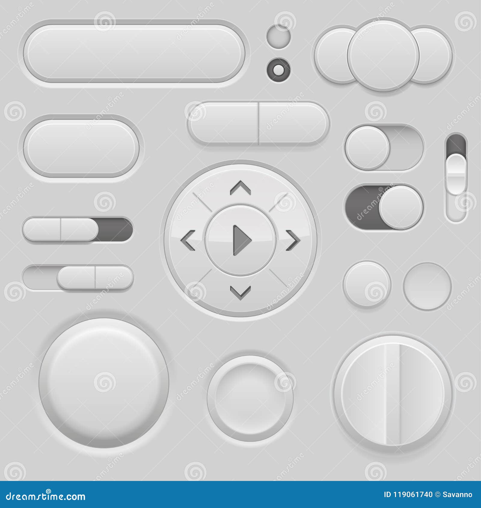 Gray Interface Buttons. 3d Set of UI Icons Stock Vector - Illustration ...