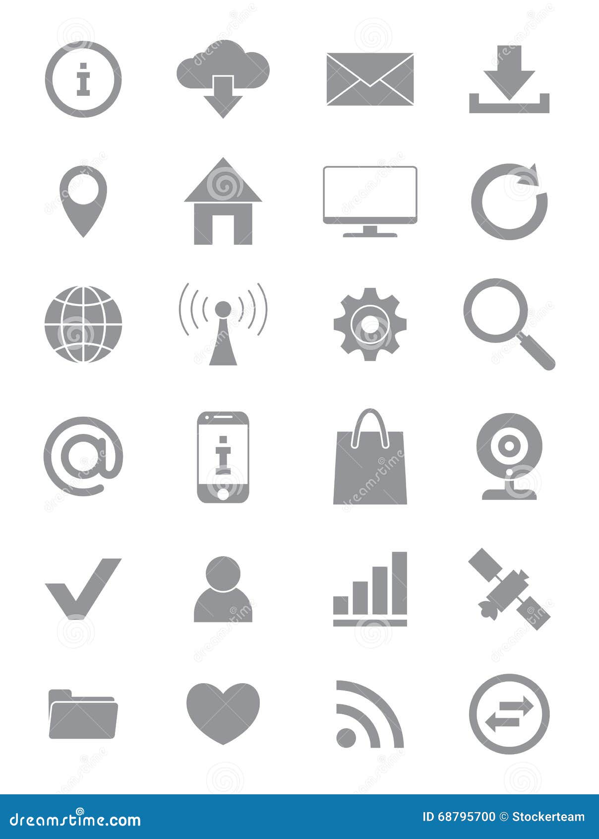 Gray Internet icons set stock vector. Illustration of design - 68795700