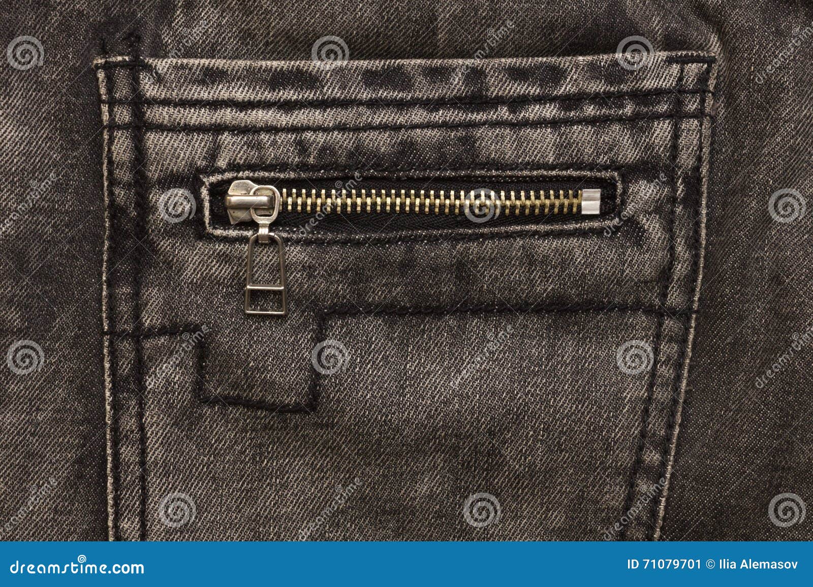 Gray Jeans Back Pocket with Zip Lock Stock Image - Image of pocket ...