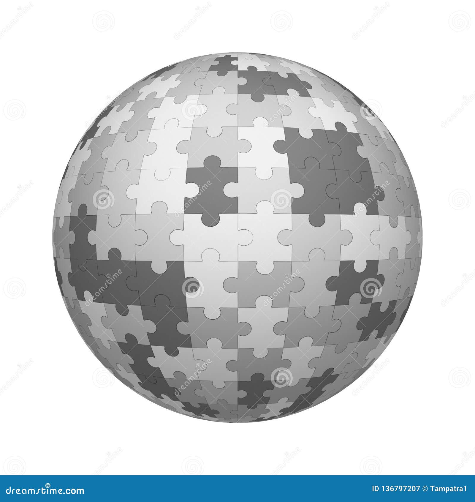 Gray Jigsaw Puzzle Pieces Pattern Texture on Ball or Sphere Shape ...