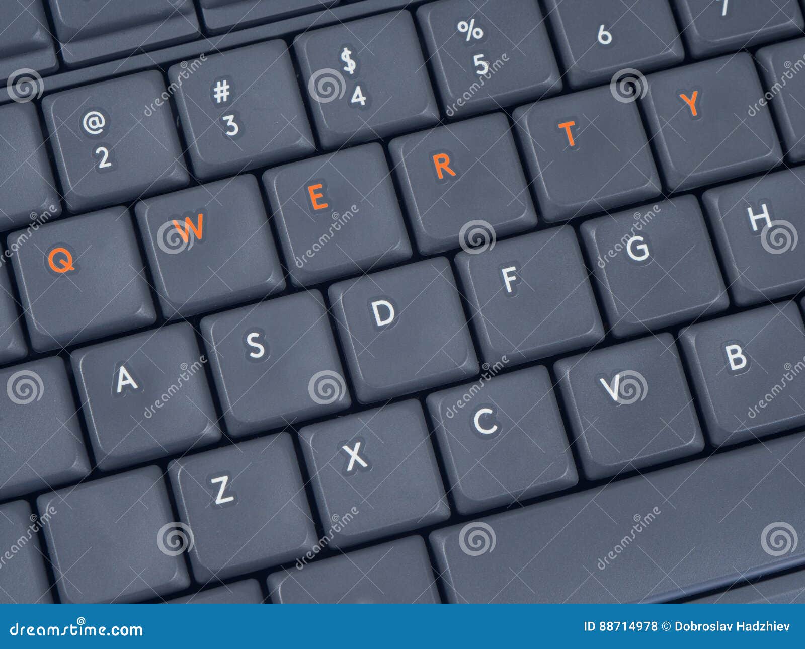Gray Keyboard with Highlighted Qwerty Buttons from Top Editorial Stock ...
