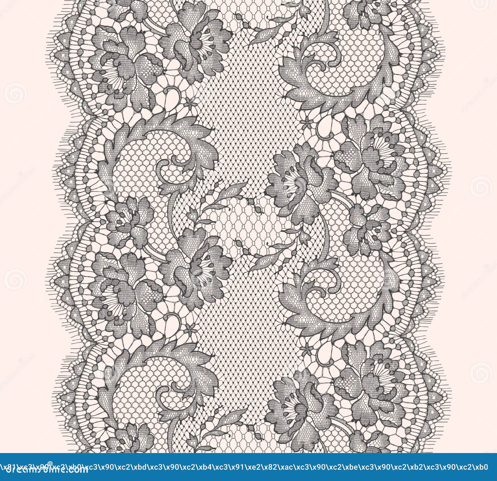 Gray Lace Ribbon Vertical Seamless Pattern. Stock Vector - Illustration ...