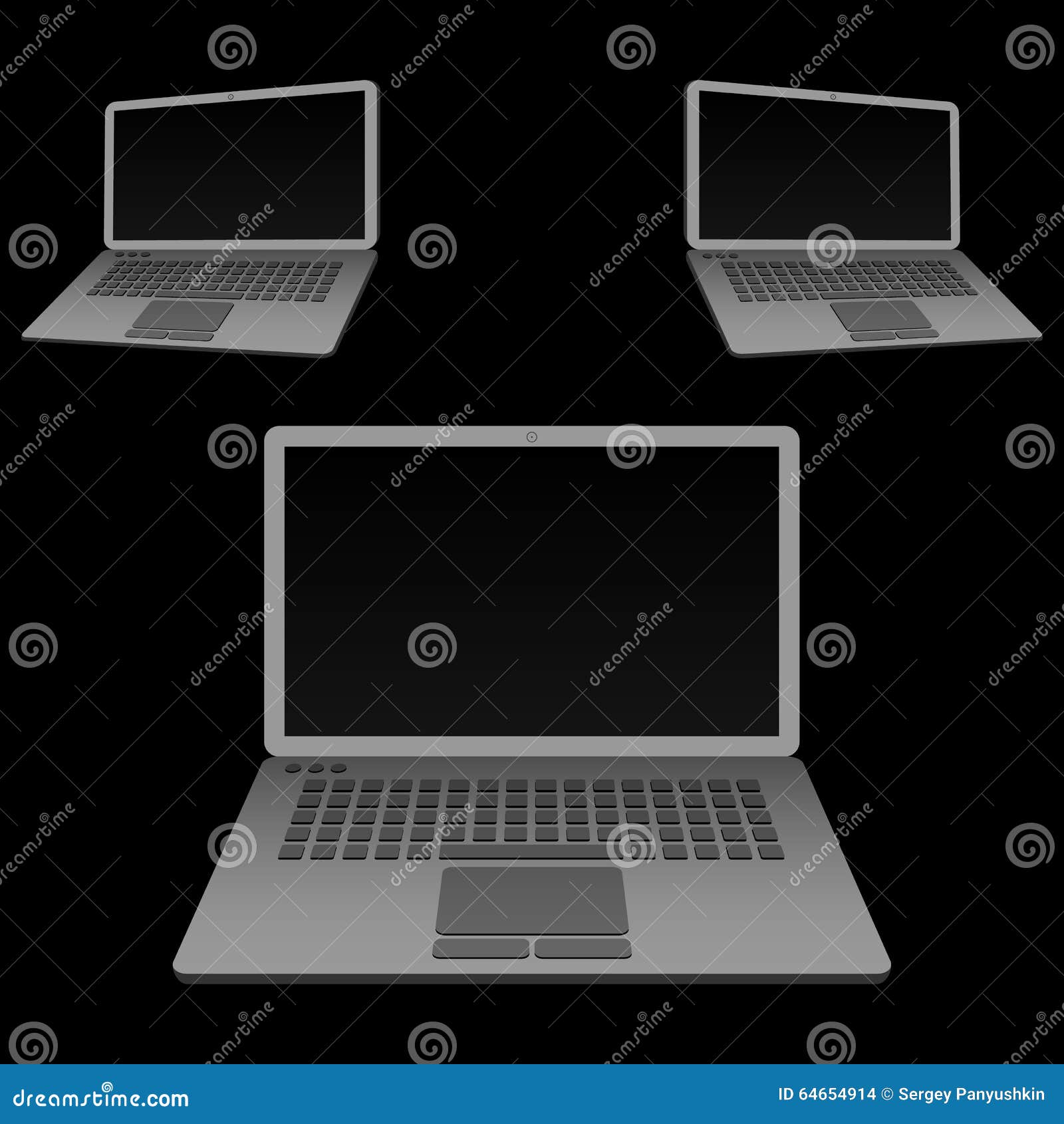 Gray laptop computers stock vector. Illustration of computer - 64654914